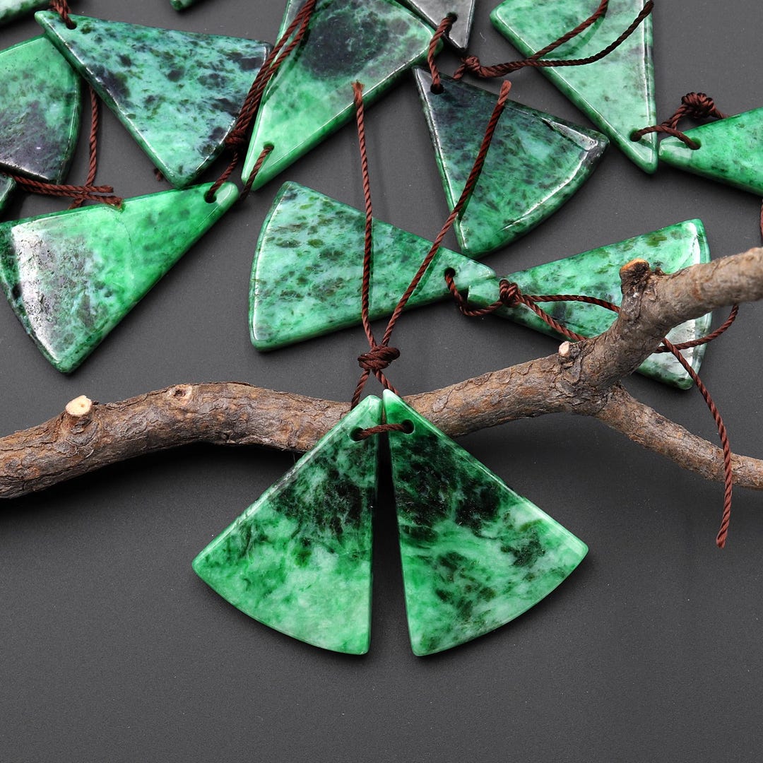 Rare Genuine Natural Green Burma Maw Sit Sit Jade Albite Curved Fan ...