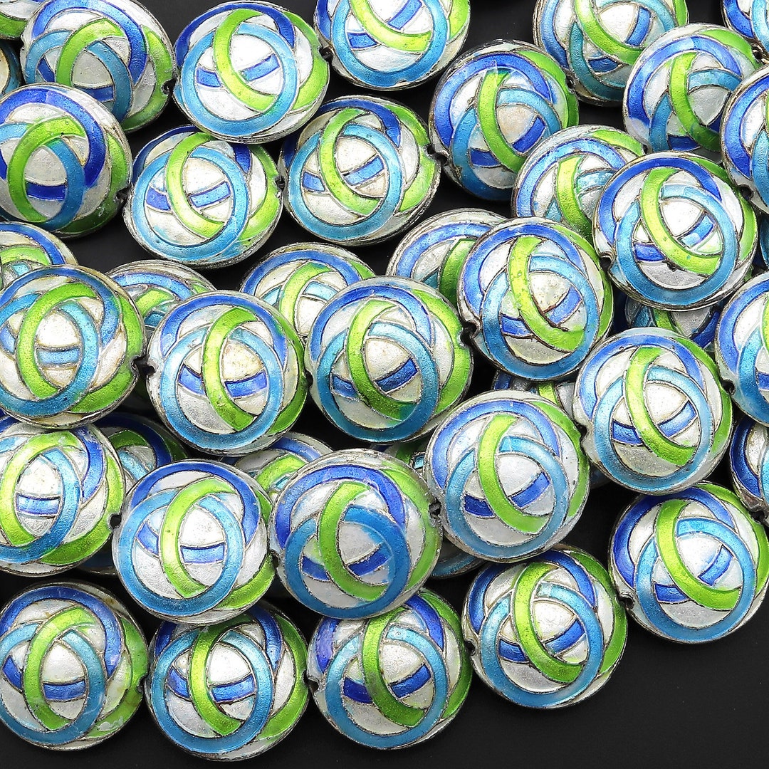 Infinity Knot Hand Made Cloisonné Coin Disc Beads 20mm Decorative ...