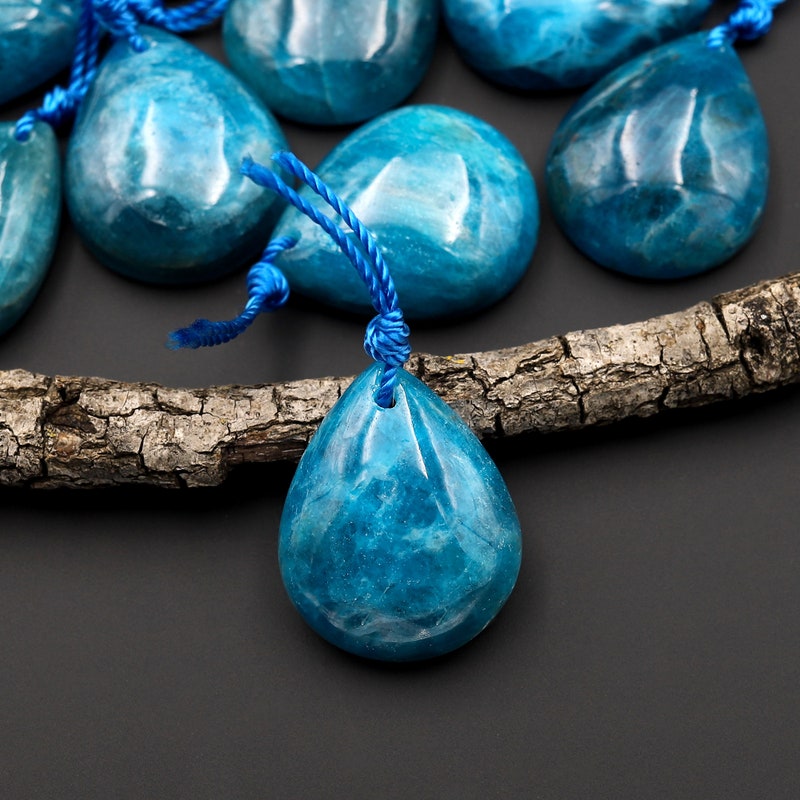 Blue Teardrop Gem Pendant - Etsy