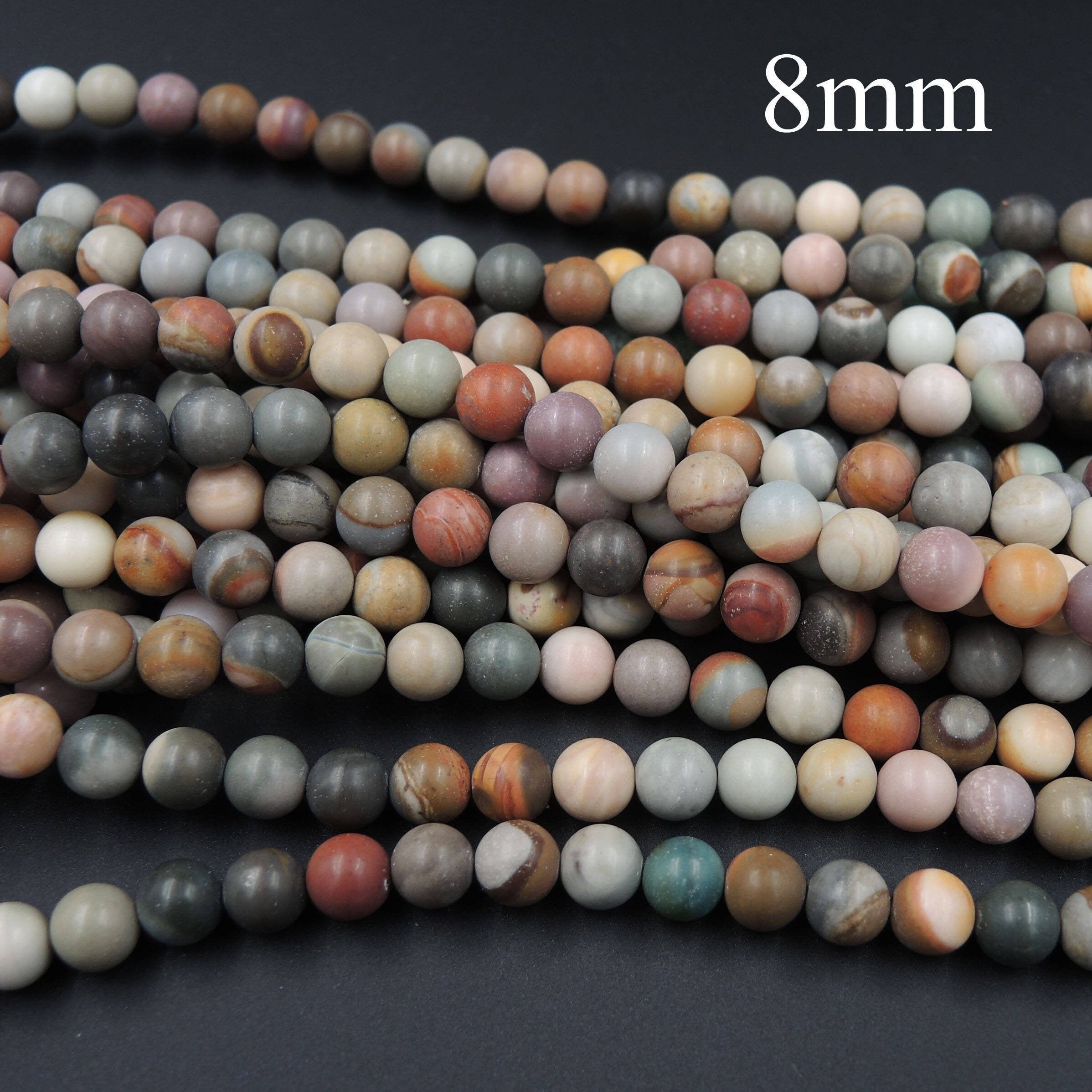 Matte Natural Polychrome Landscape Ocean Jasper 6mm 8mm 10mm 12mm 14mm ...