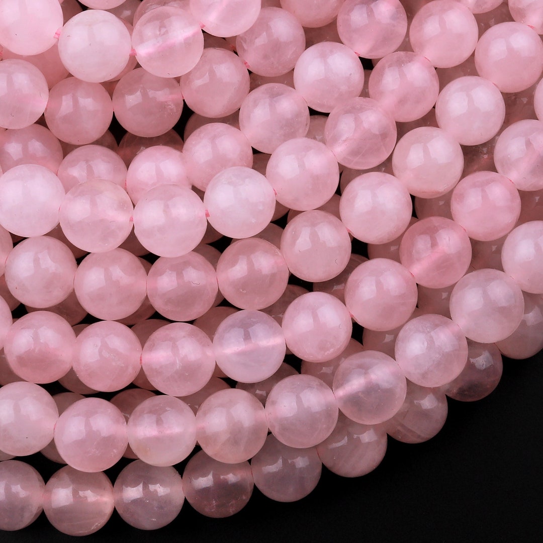 AAA Natural Pink Rose Quartz 4mm 6mm 8mm 10mm Round Beads Smooth ...