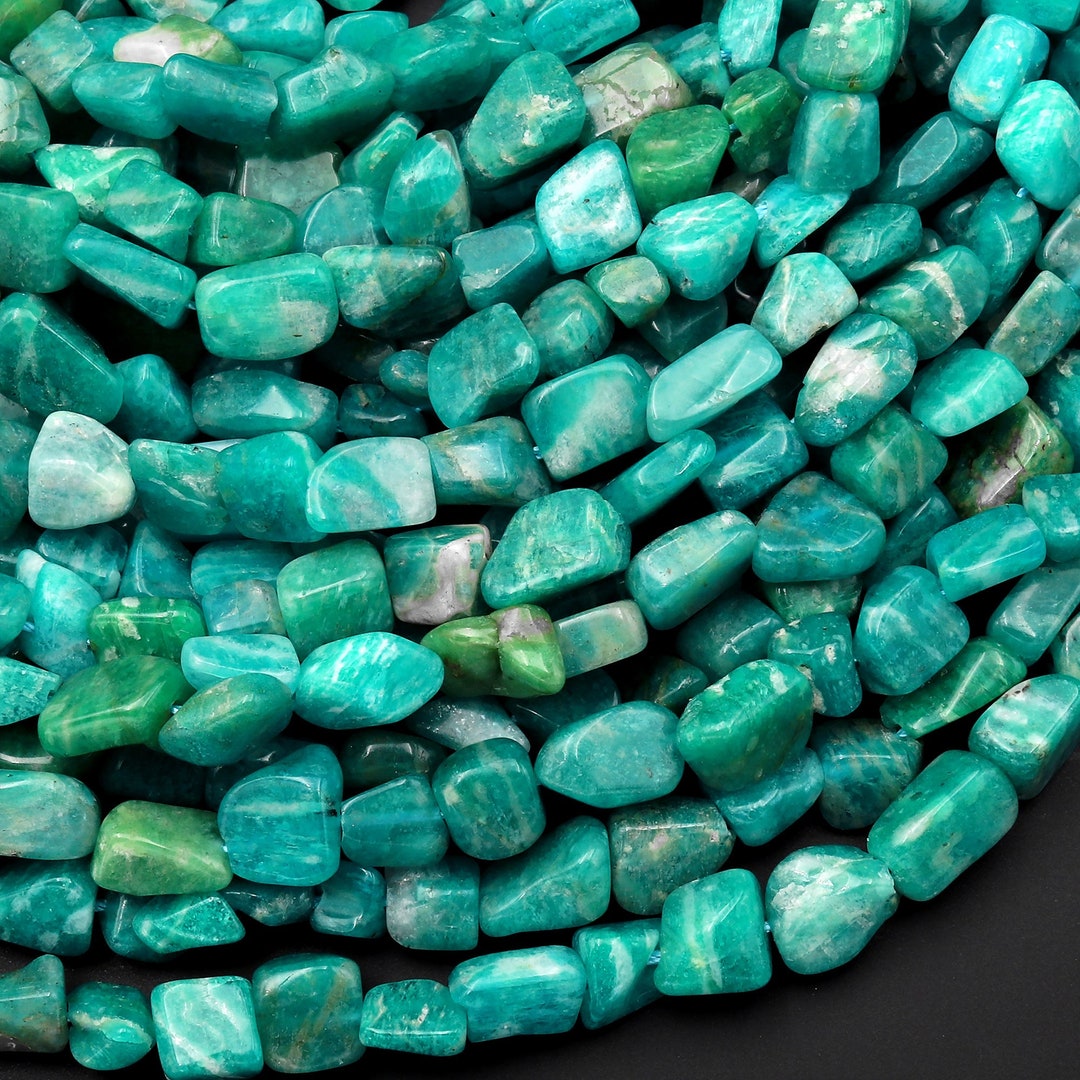 Natural Blue Green Russian Amazonite Freeform Pebble Nugget Beads ...