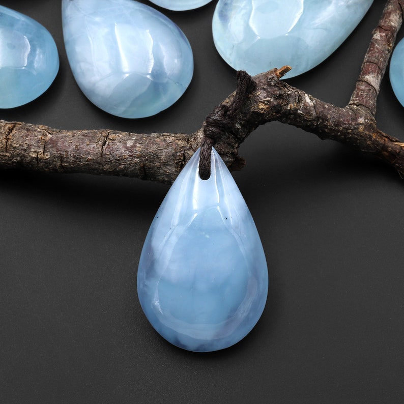 Translucent Natural Blue Aquamarine Teardrop Pendant Gemstone - Etsy