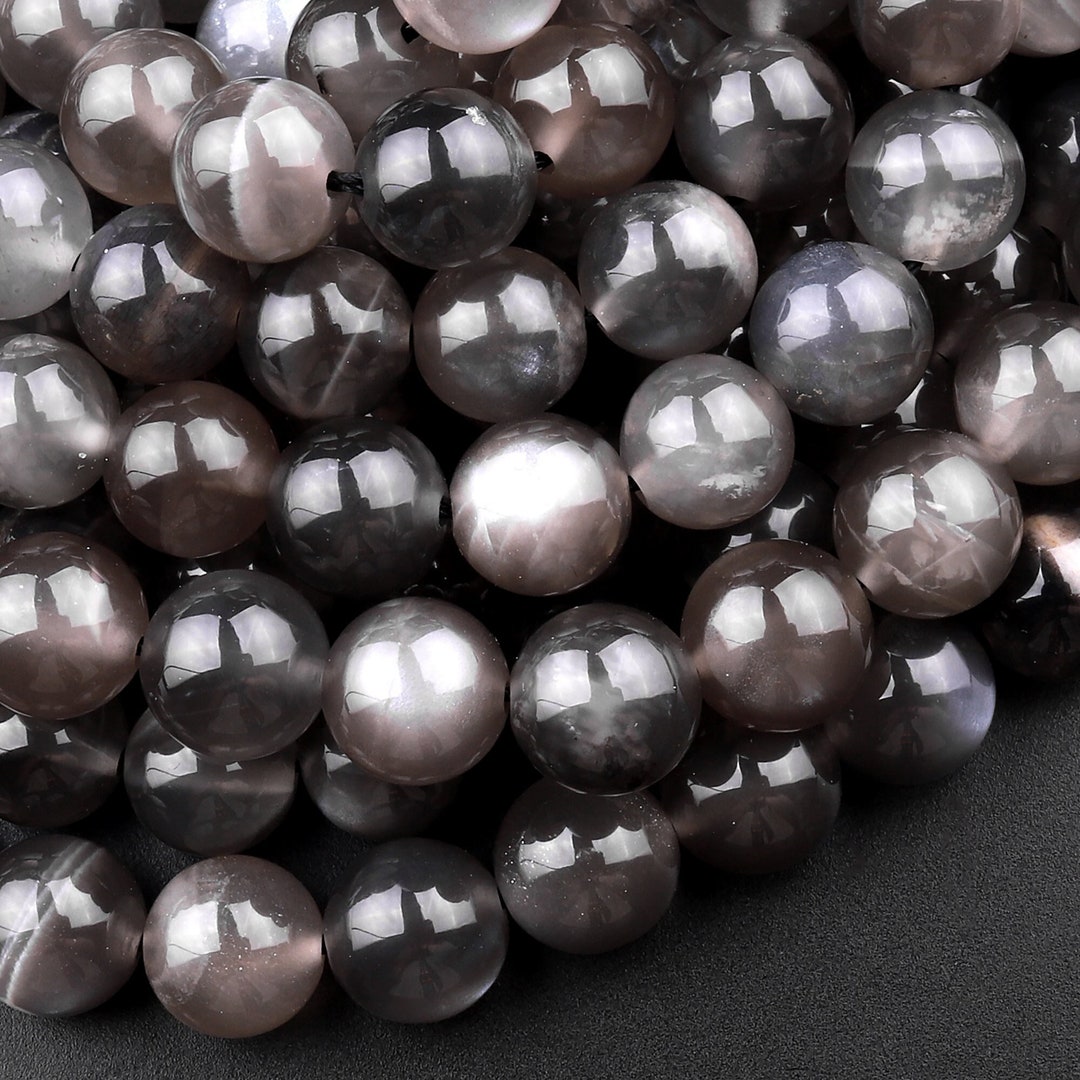 AAA Natural Black Moonstone 4mm 6mm 7mm 8mm 10mm 12mm 14mm Round Beads ...