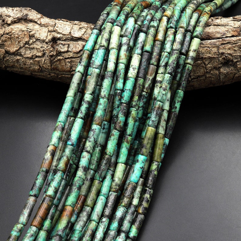 Natural African Turquoise Thin Long Tube Beads 15.5" Strand - Etsy