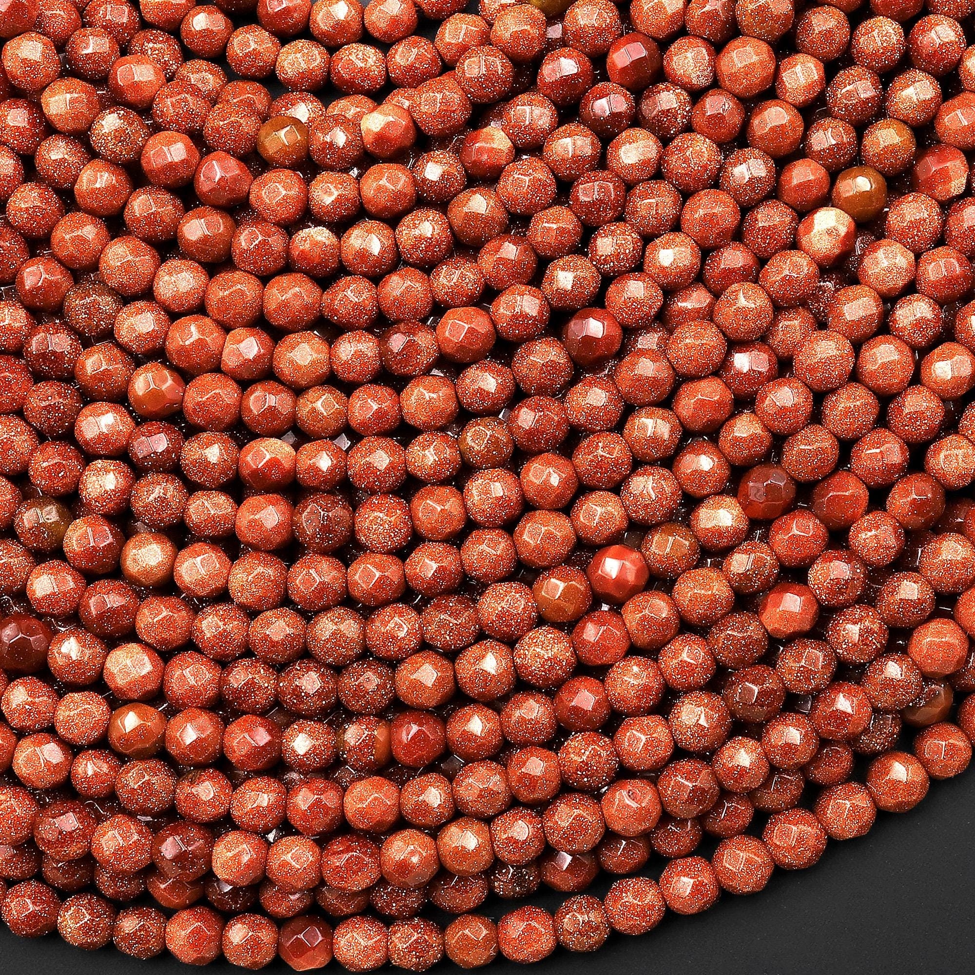 Faceted Goldstone Sandstone Round Beads 4mm 6mm 15.5" Strand - Etsy