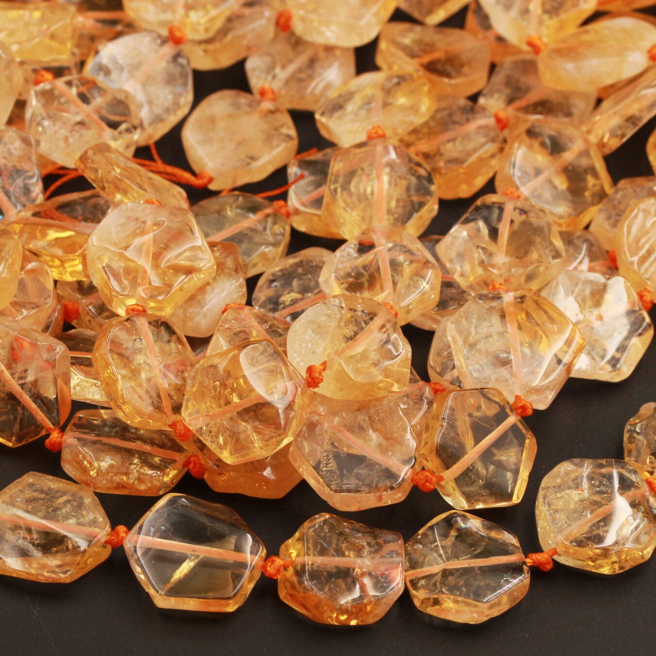 Golden Citrine Hexagon Octagon Bead Geometric Cut Large Nugget Freeform ...