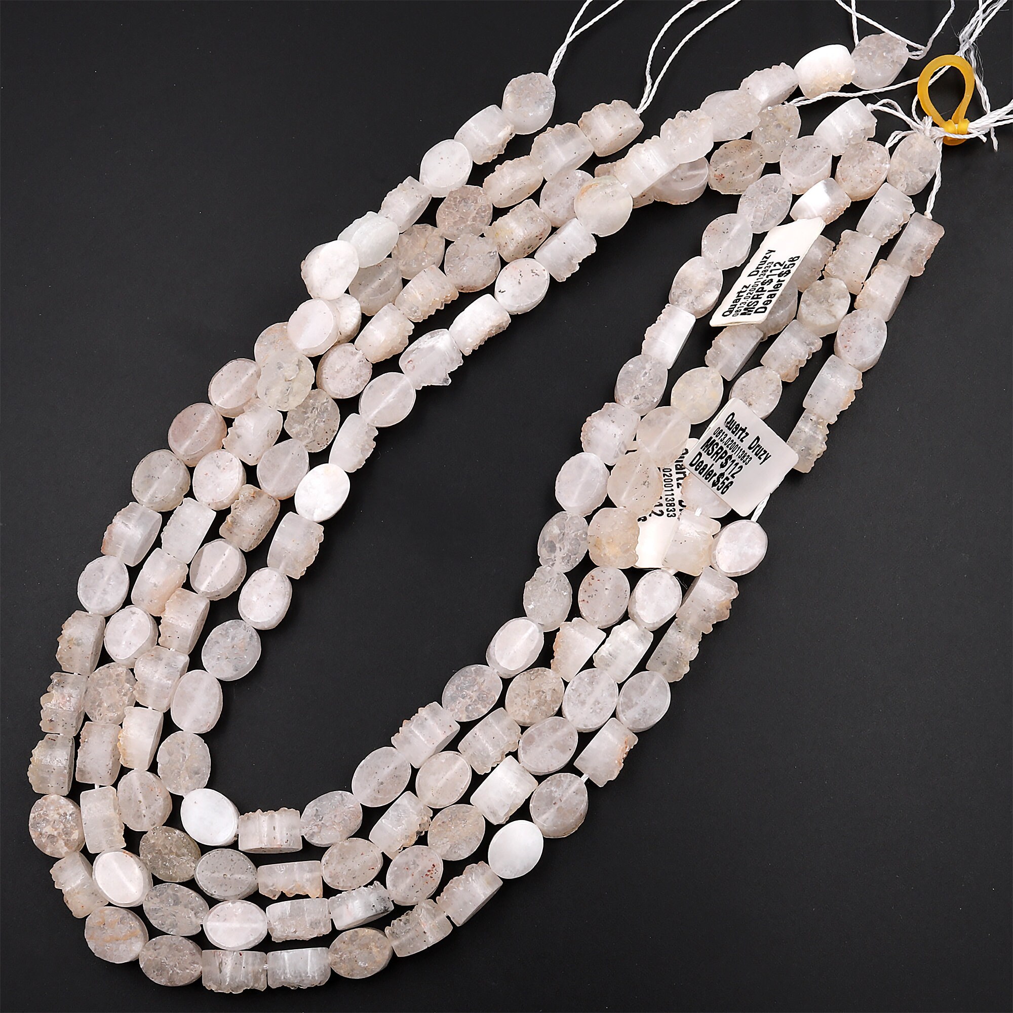Natural Rock Crystal Quartz Druzy Raw Drusy Oval Beads 15.5