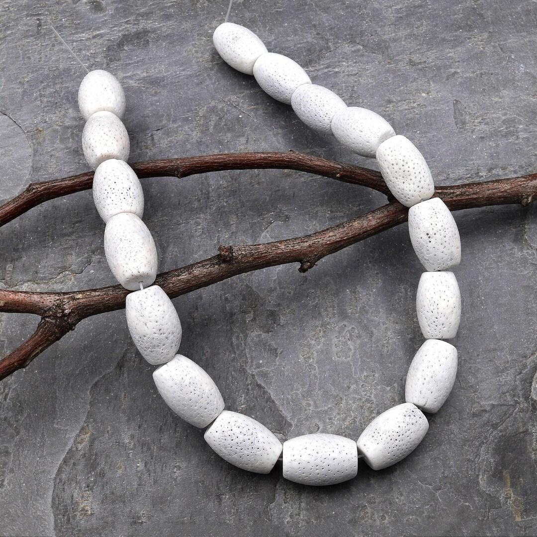 Large Natural White Sponge Coral Beads Long Drum Cylinder Tube Gemstone ...
