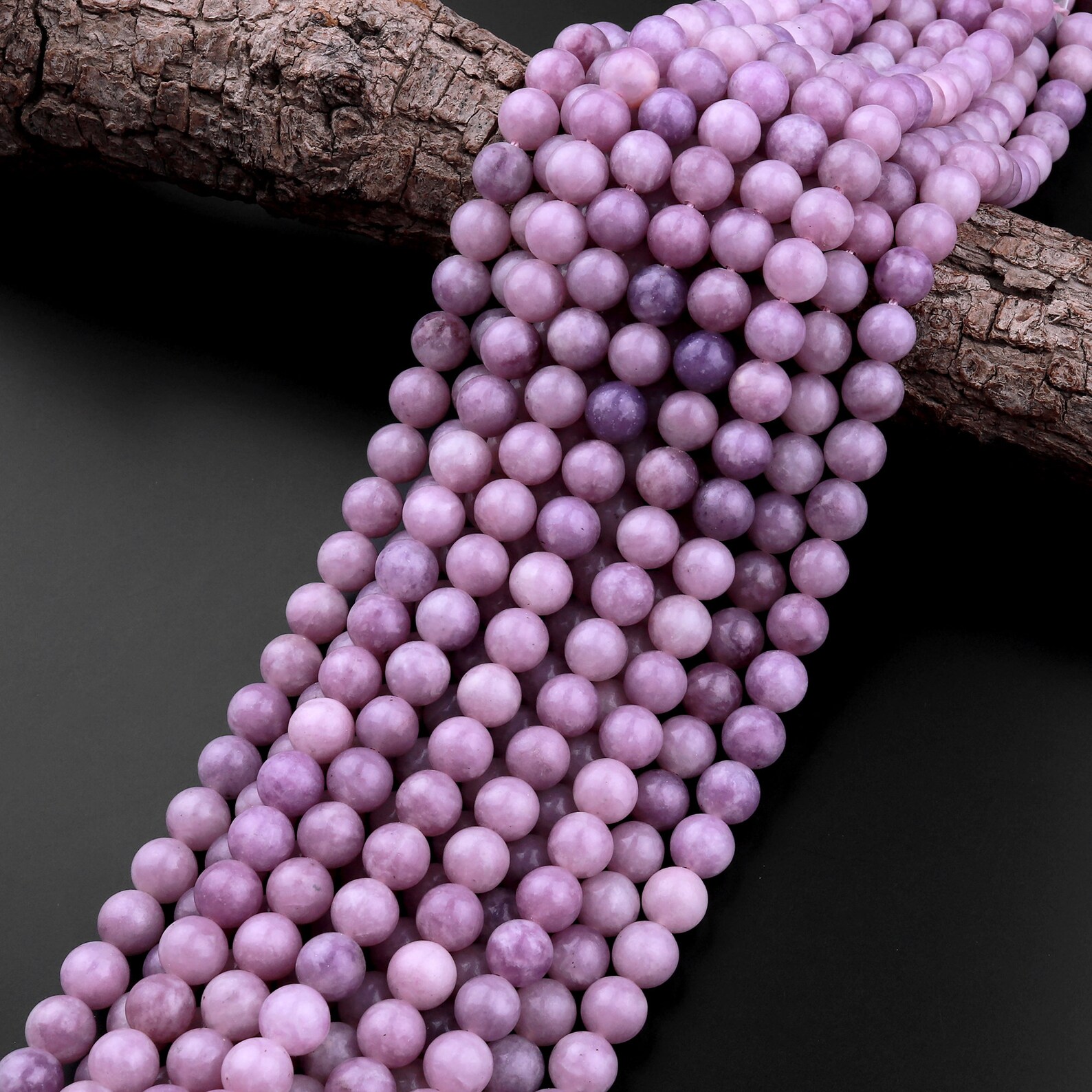 Natural Light Violet Purple Lepidolite 4mm 6mm 8mm 10mm Round Beads 15. ...