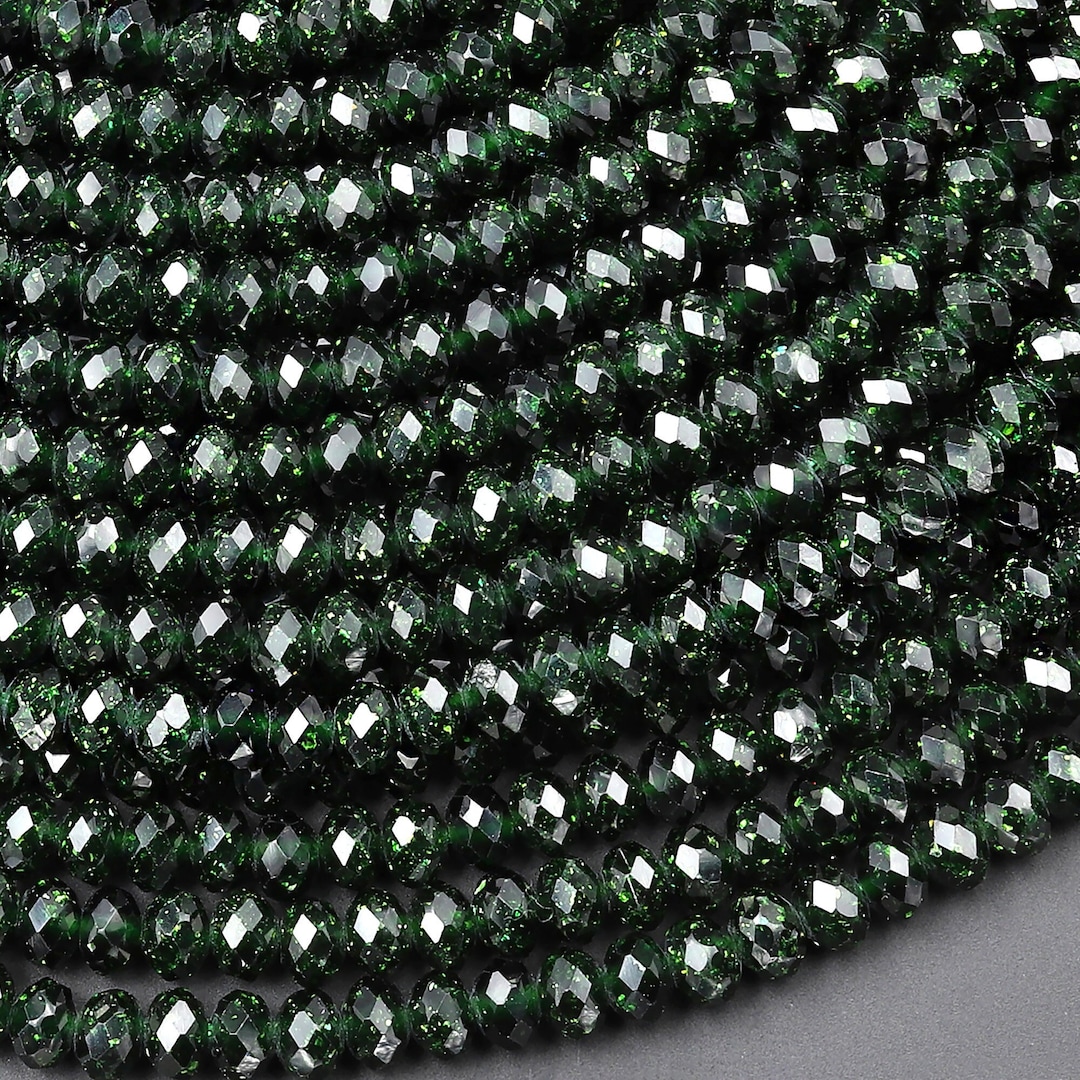 Faceted Green Goldstone Sandstone Rondelle Beads 4mm 15" Strand - Etsy