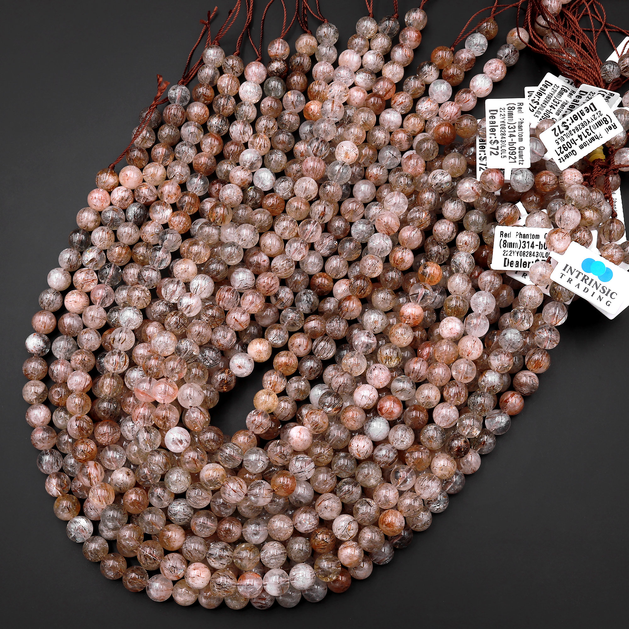 Rare Natural Red Copper Rutile Phantom Quartz Round Beads 6mm 8mm 10mm ...