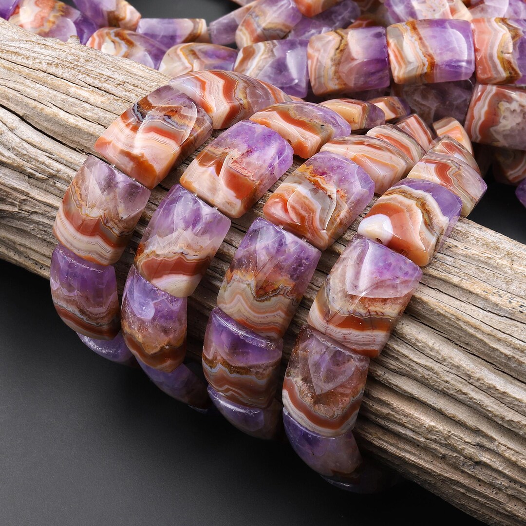 AAA Rare Natural Rainbow Amethyst Rectangle Tile Double Drilled ...