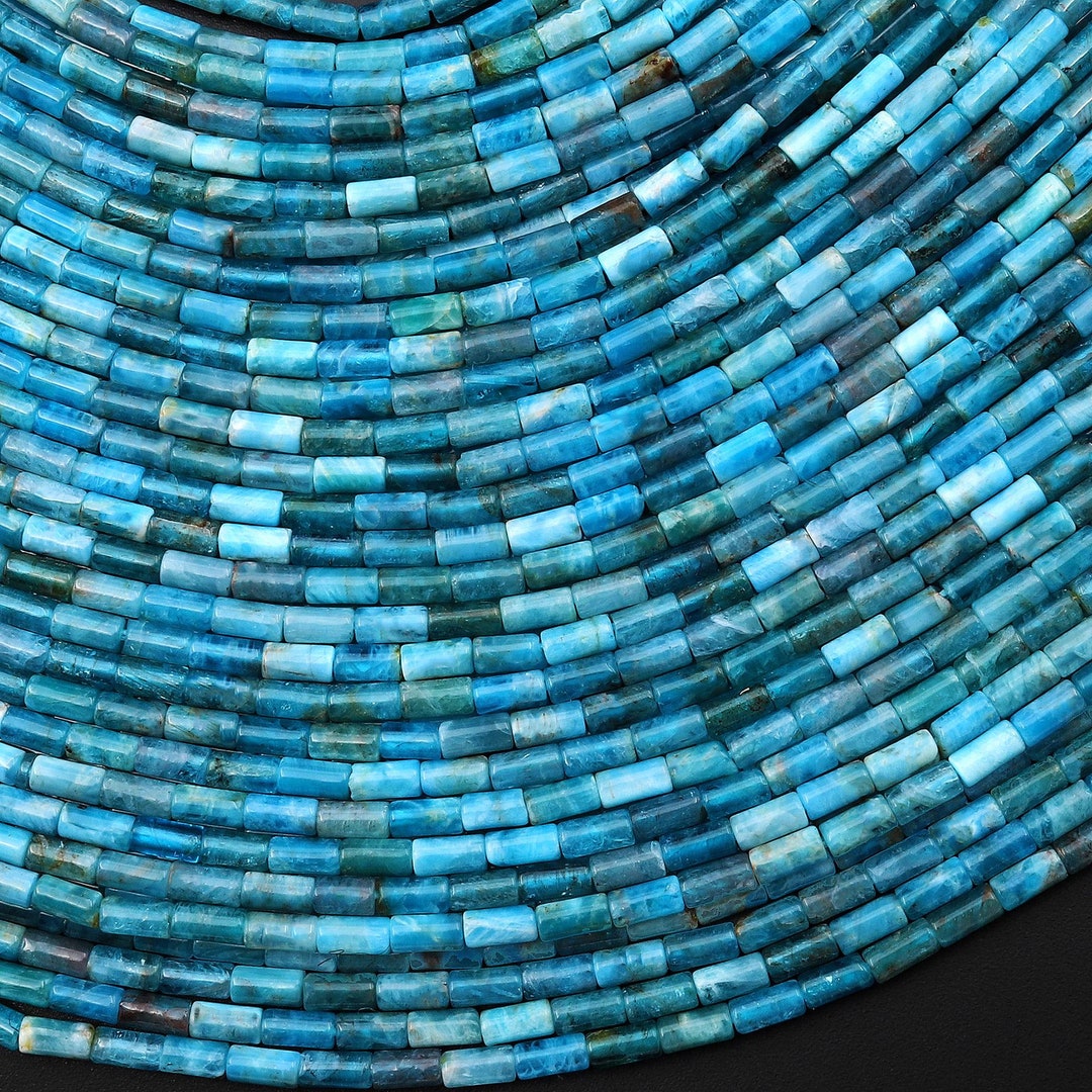 Natural Apatite 4x2mm Small Thin Smooth Spacer Tube Beads 15.5" Strand ...