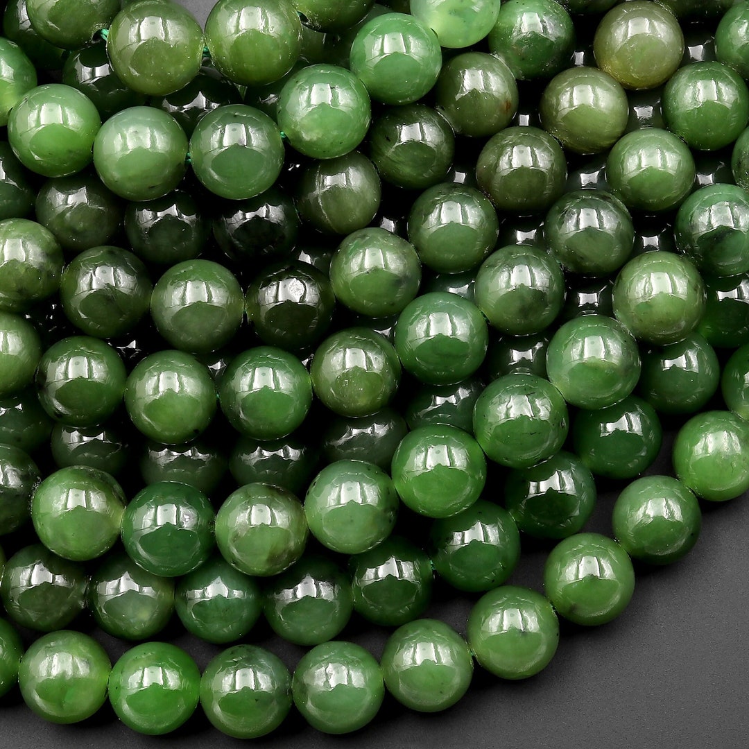 Real Genuine Natural Green Russian Siberian Jade Smooth 8mm 10mm Round ...