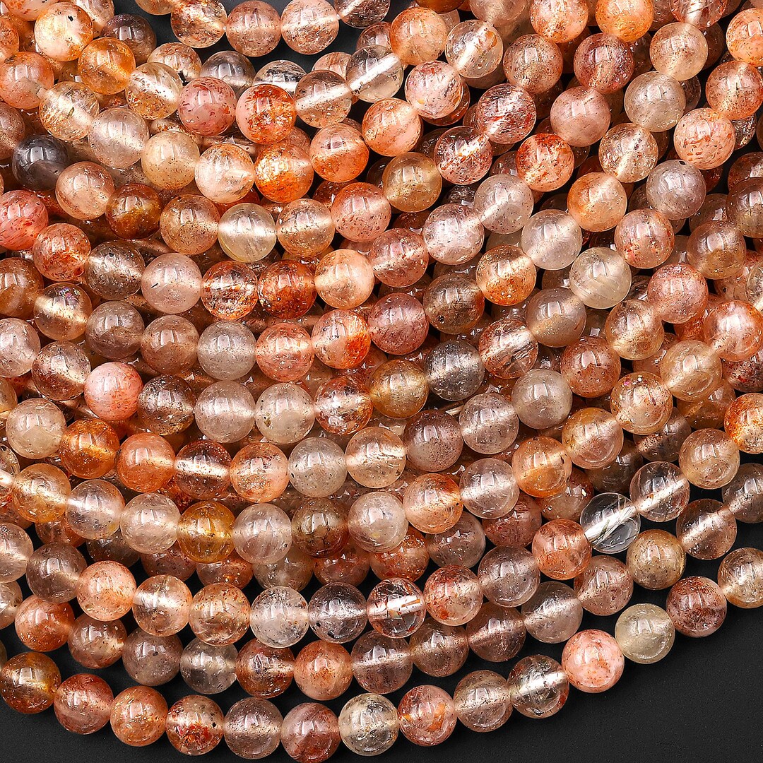 Rare Translucent Natural Arusha Sunstone Round Beads 4mm 5mm 6mm From ...