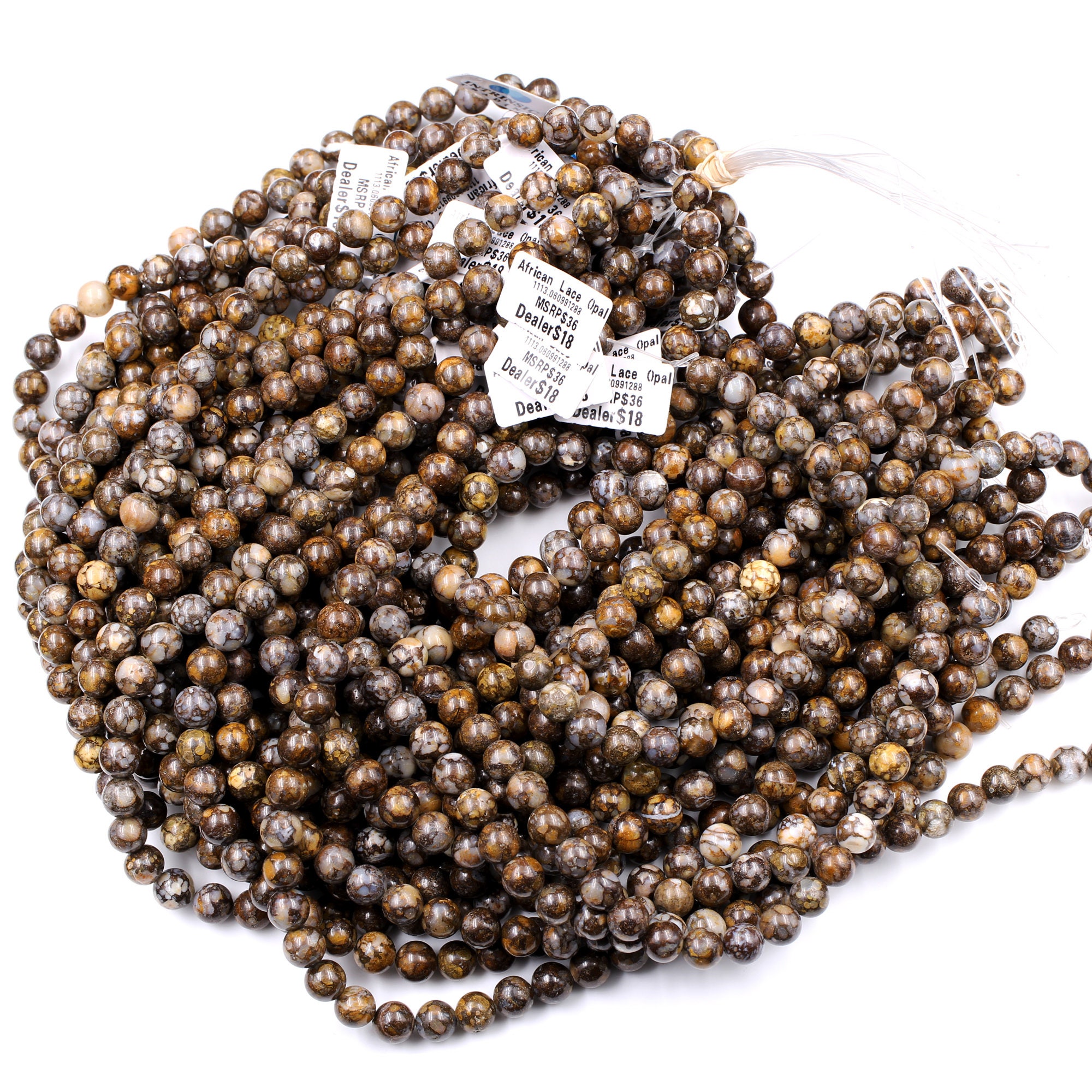 Natural African Lace Opal Round Beads 6mm 8mm 10mm Earthy Brown ...