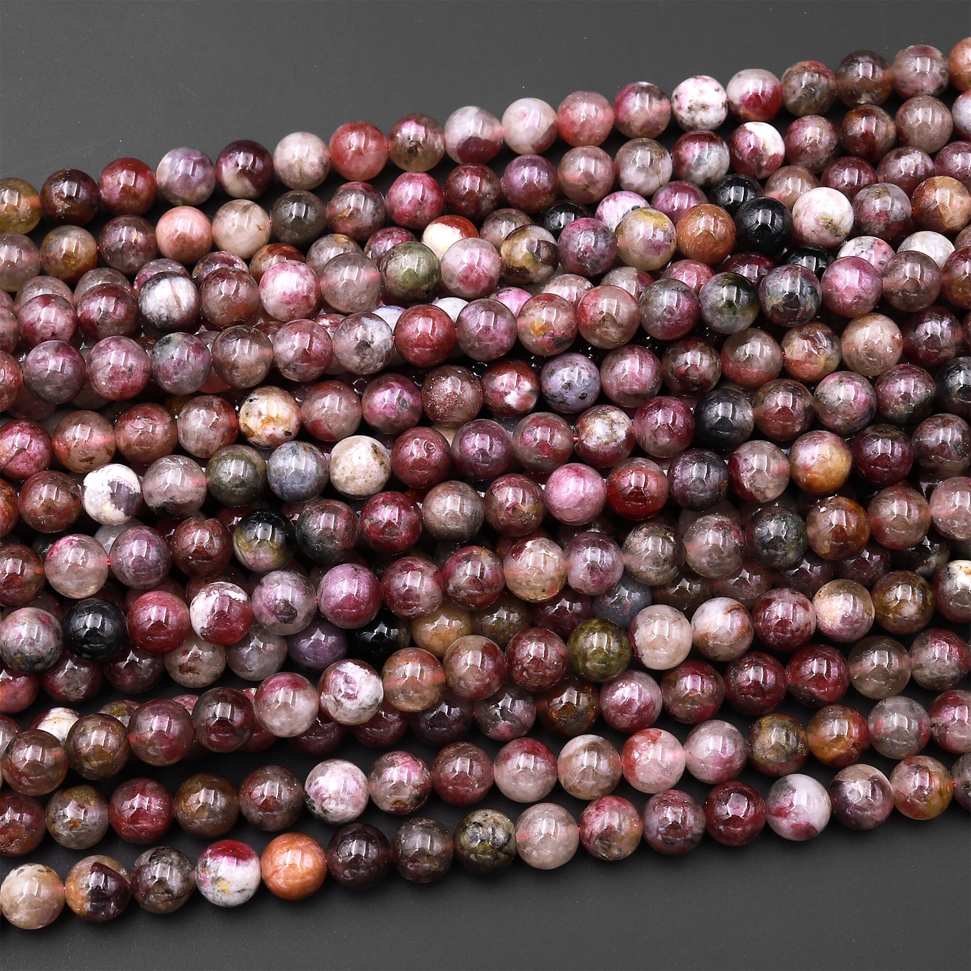 Natural Rubellite Tourmaline 4mm 6mm 8mm Smooth Round Beads 15.5 ...