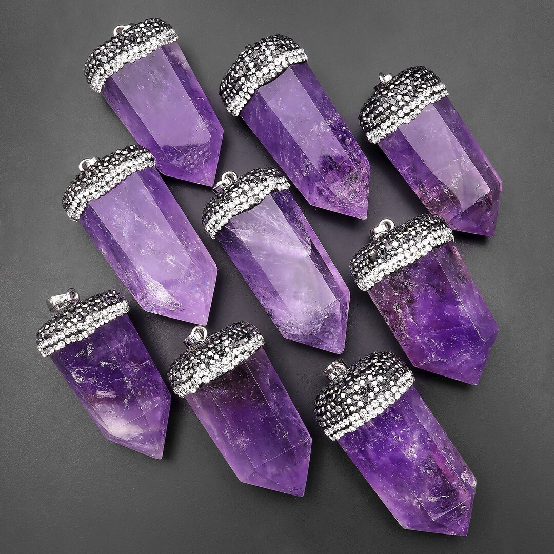 Natural Lilac Purple Amethyst Long Obelisk Point Pendant Pendulum ...