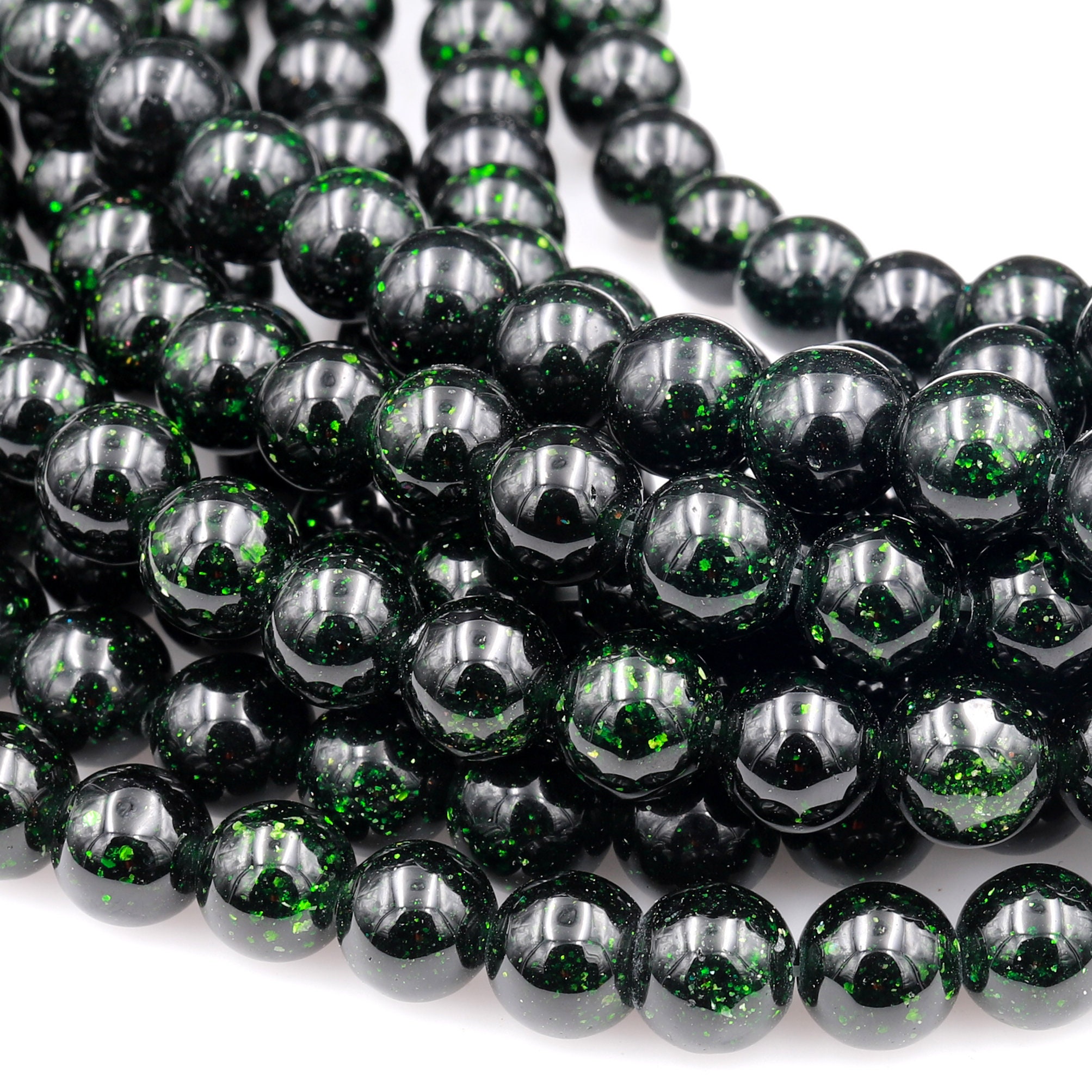 AAA Sparkling Green Goldstone 4mm 6mm 8mm 10mm Smooth Round - Etsy