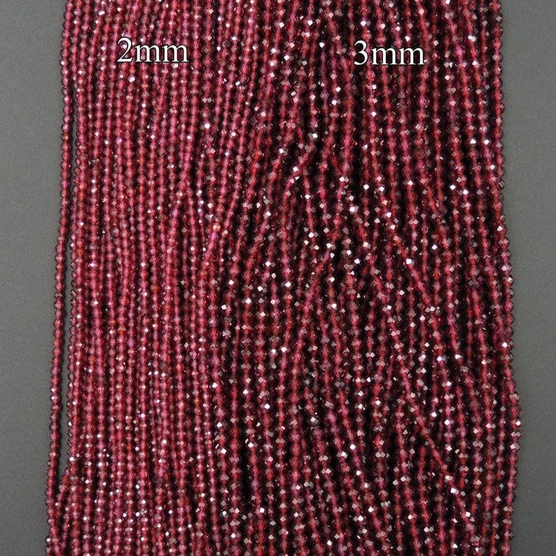 Micro Faceted Tiny Natural Red Garnet Round Beads 2mm 3mm Faceted Round ...