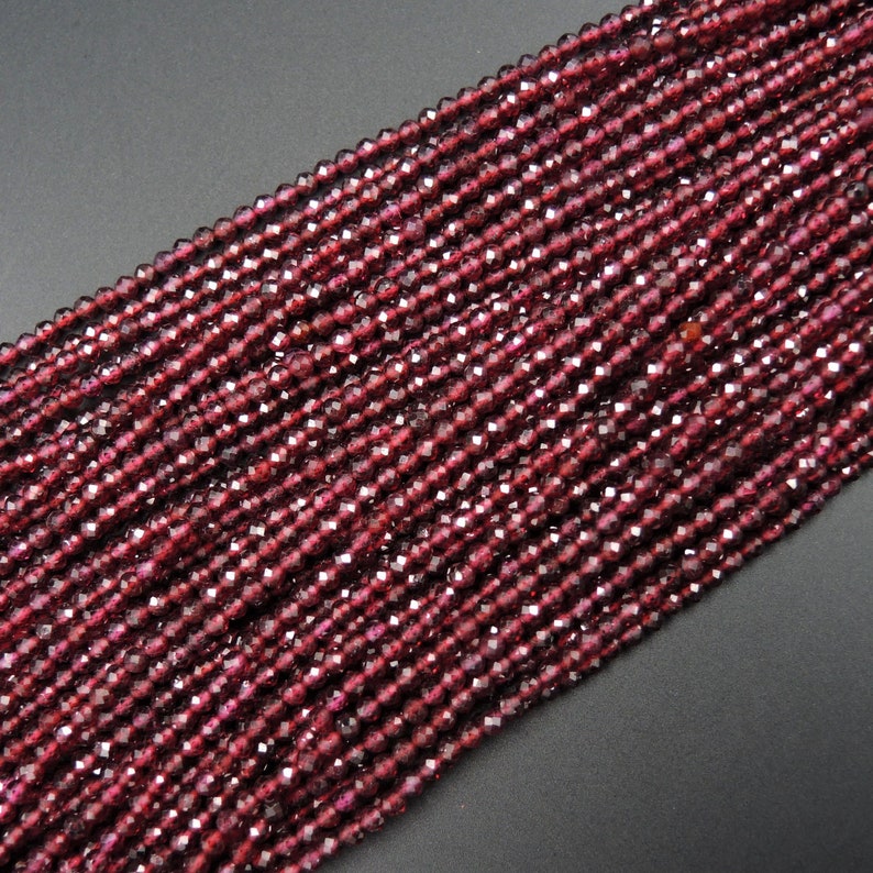 Micro Faceted Tiny Natural Red Garnet Round Beads 2mm 3mm Faceted Round ...