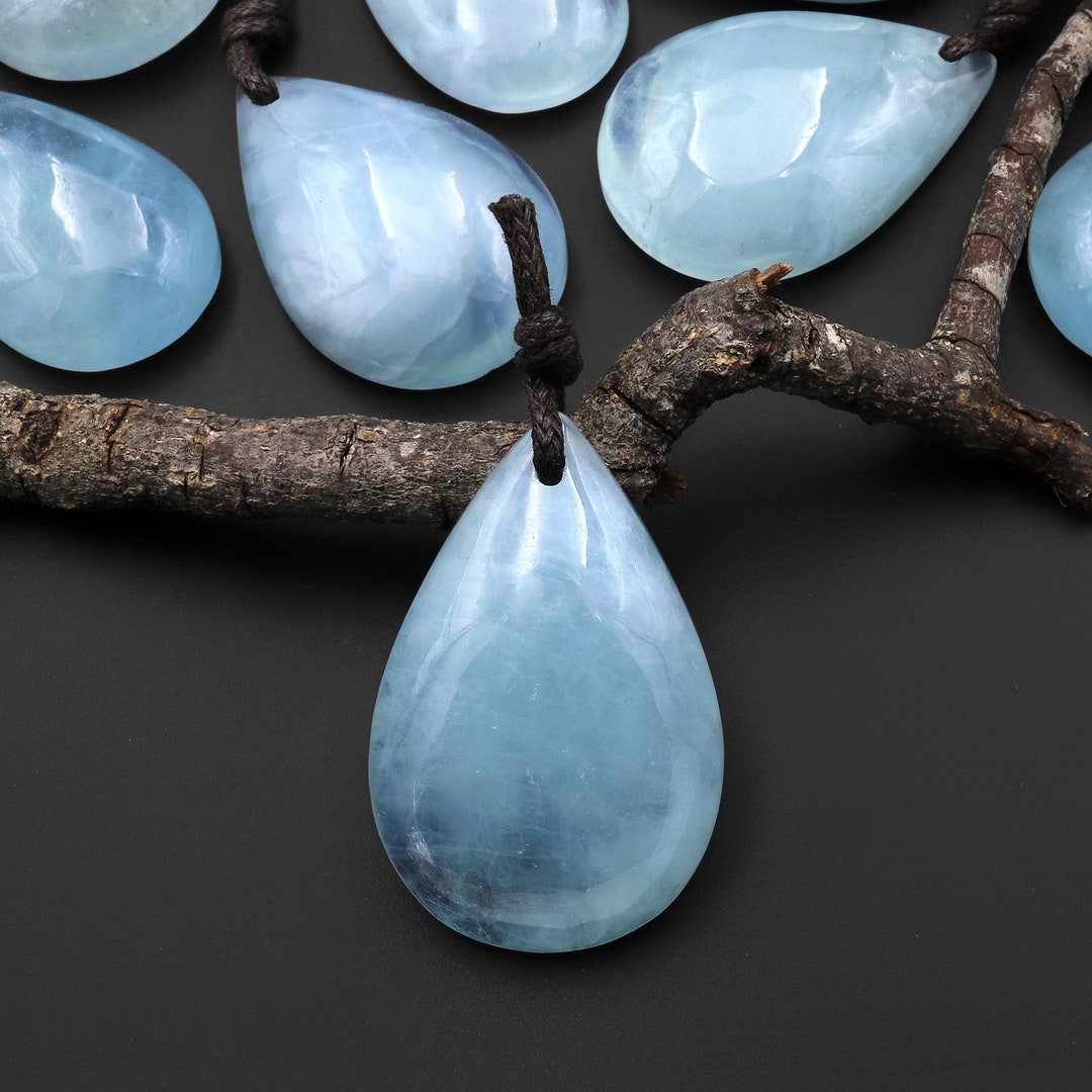 Translucent Natural Blue Aquamarine Teardrop Pendant Gemstone - Etsy