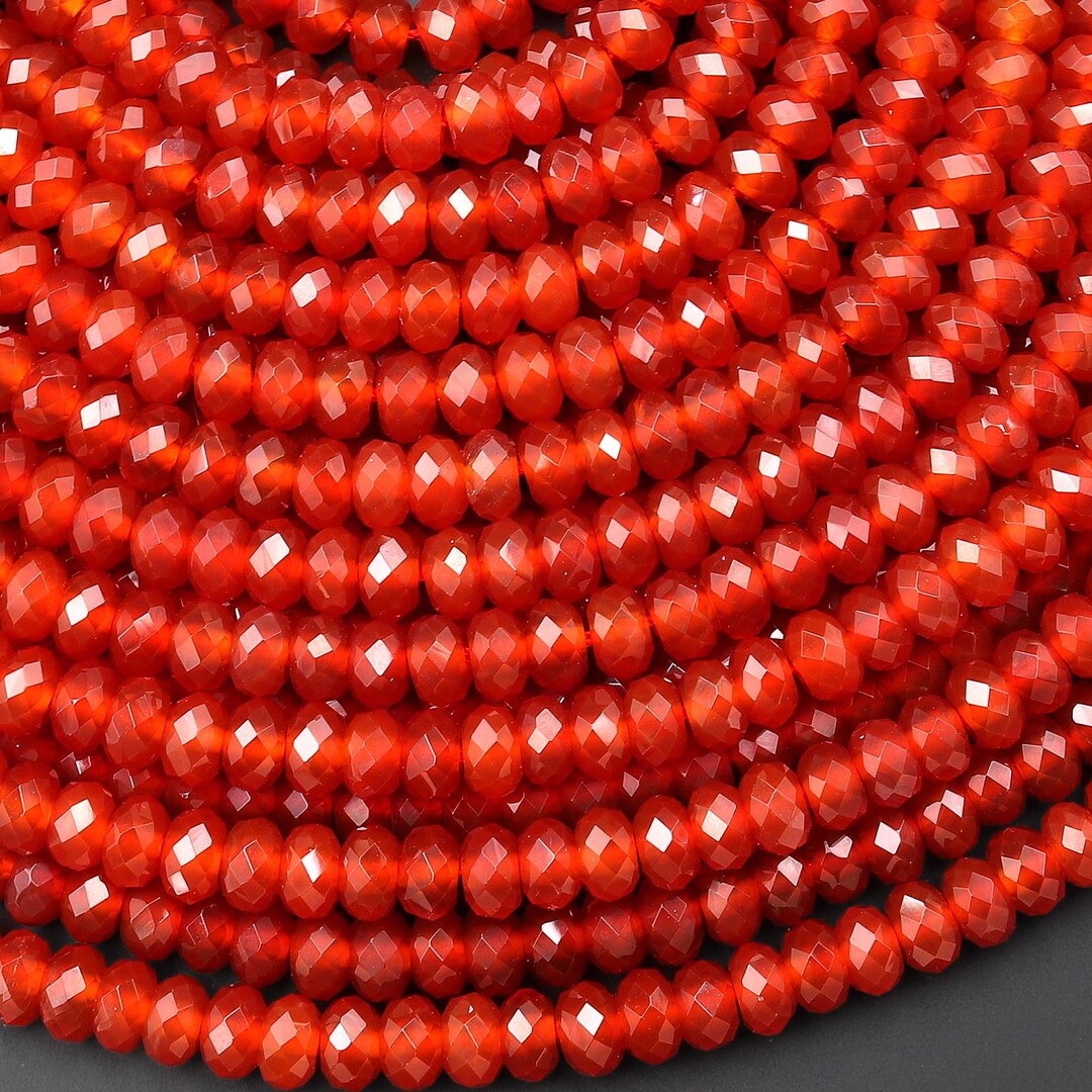 AAA Faceted Natural Red Agate 6mm Rondelle Beads Gemstone 15" Strand - Etsy