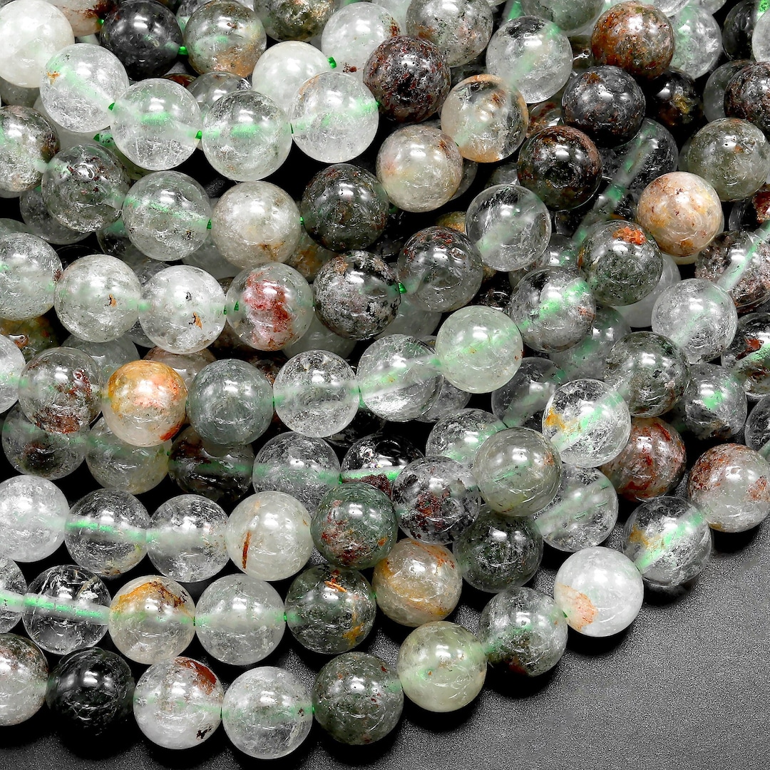 Natural Phantom Quartz Beads Lodolite Beads 4mm 6mm 8mm 10mm Green ...