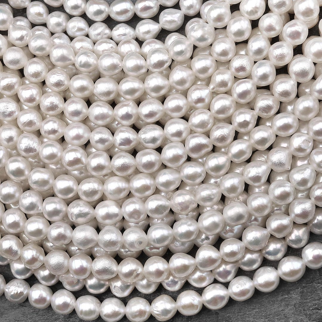 Genuine Freshwater Small 5mm off Round White Pearls 15.5" Strand - Etsy