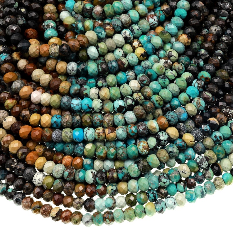 Genuine Natural Turquoise 4mm Faceted Rondelle Beads | Etsy