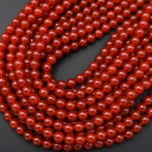 Natural Red Agate 4mm 6mm 8mm 10mm 12mm Round Beads Gemstone 15.5 ...