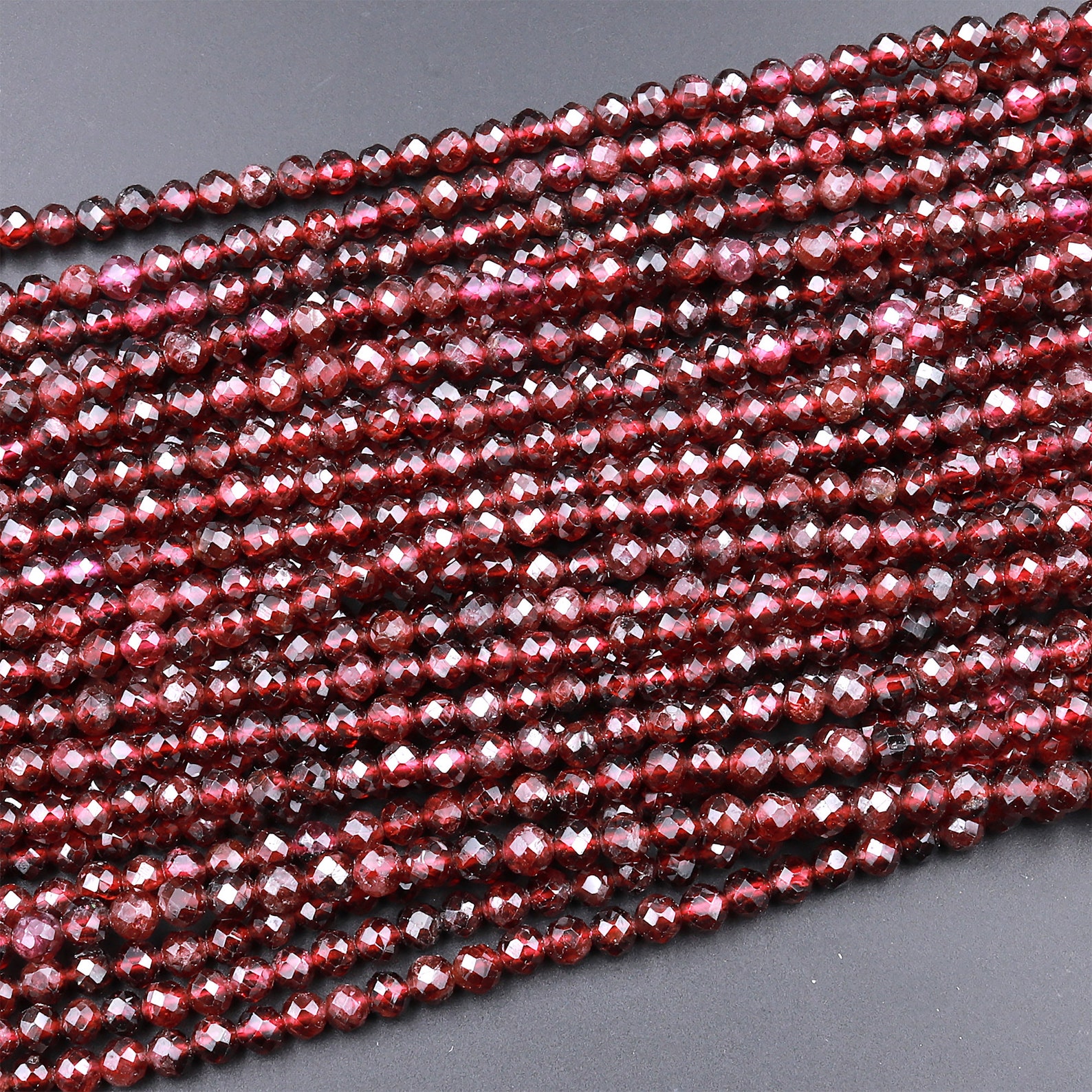 Natural Scarlet Red Garnet Faceted 2mm 3mm 4mm Round Beads - Etsy