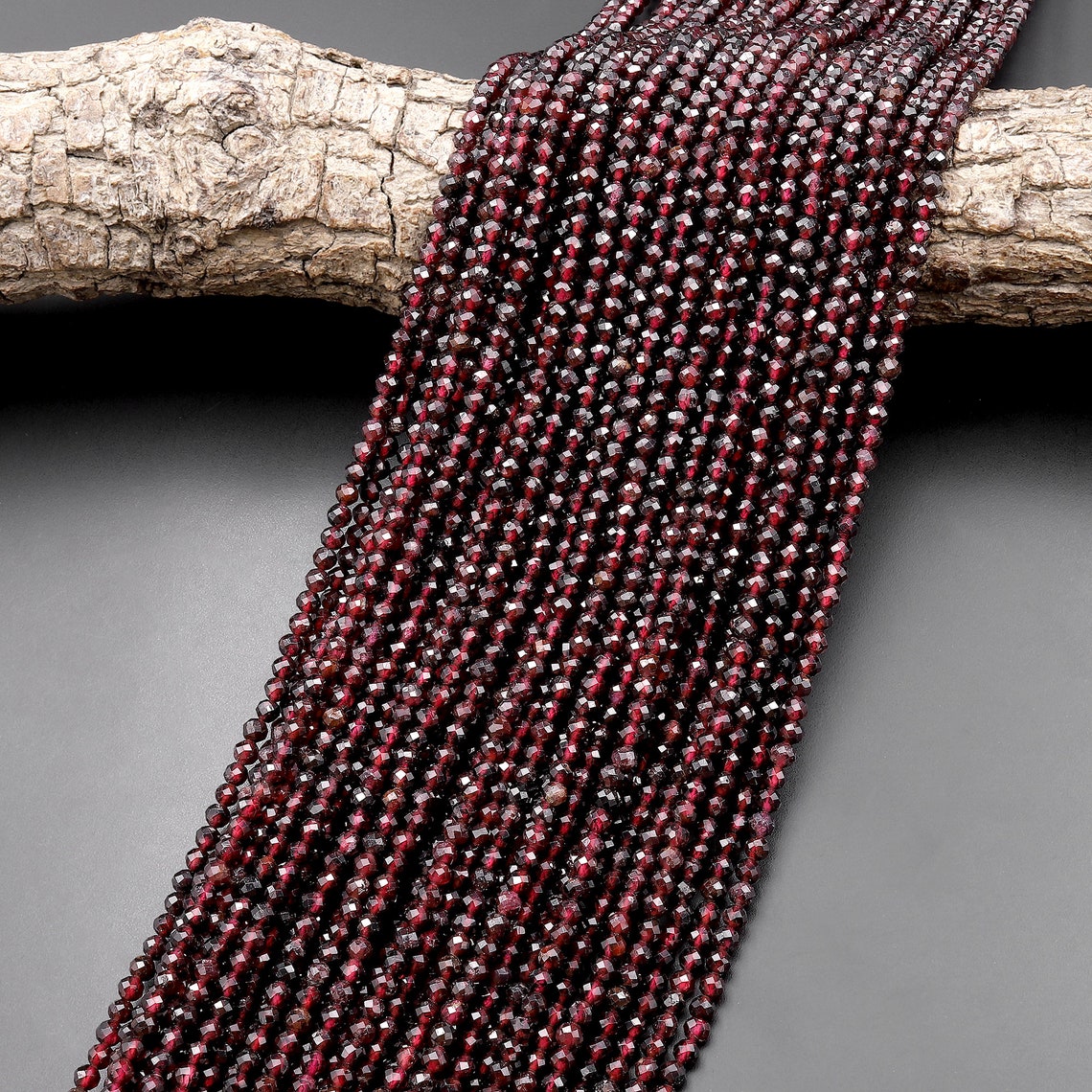 Natural Scarlet Red Garnet Faceted 2mm 3mm 4mm Round Beads Gemstone 15. ...