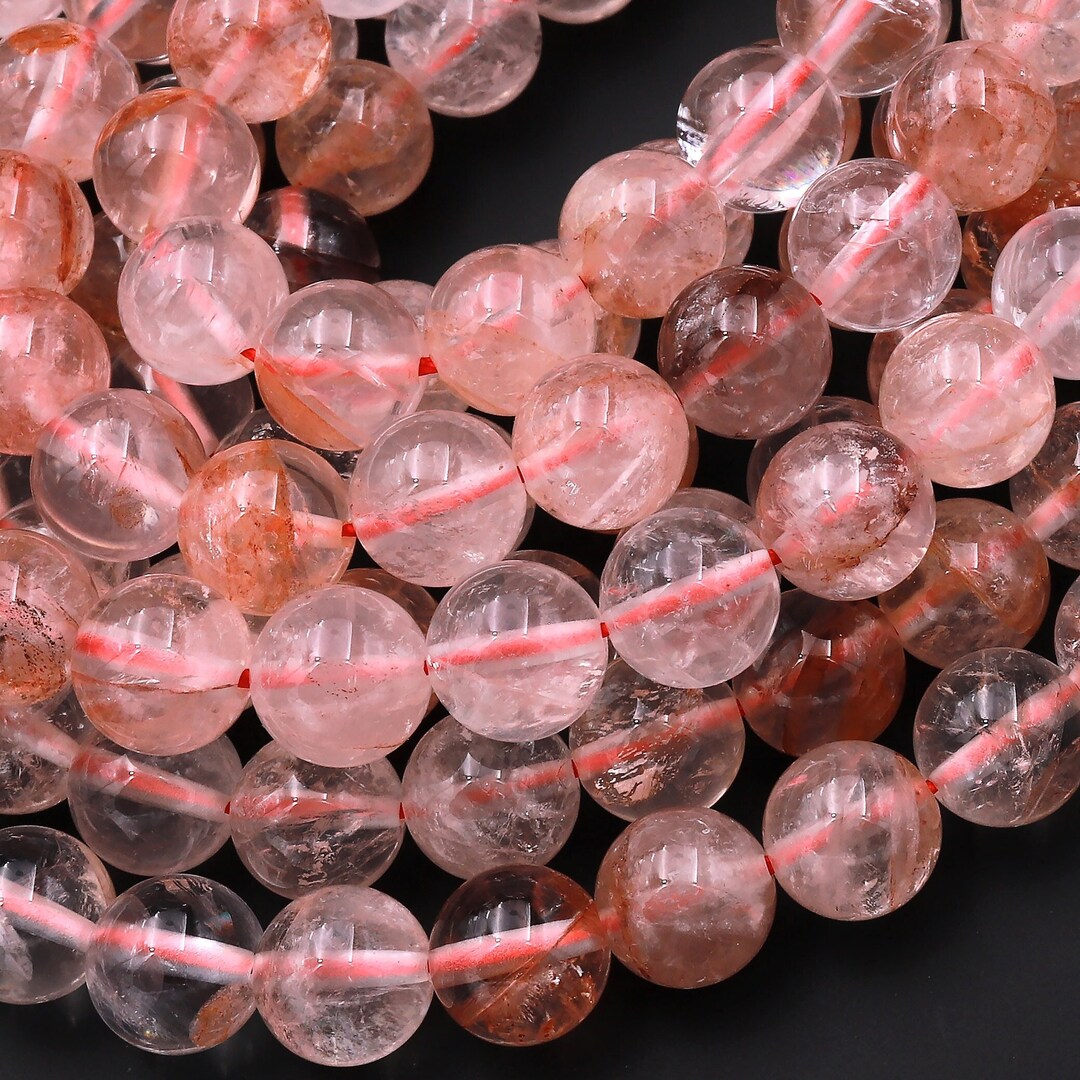 Natural Red Hematoid Lepidocrocite Quartz 6mm 8mm 10mm Round Beads Rare ...