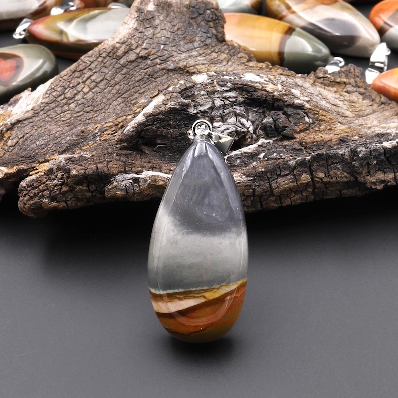Natural Polychrome Jasper Aka Landscape Ocean Jasper Teardrop Pendant ...