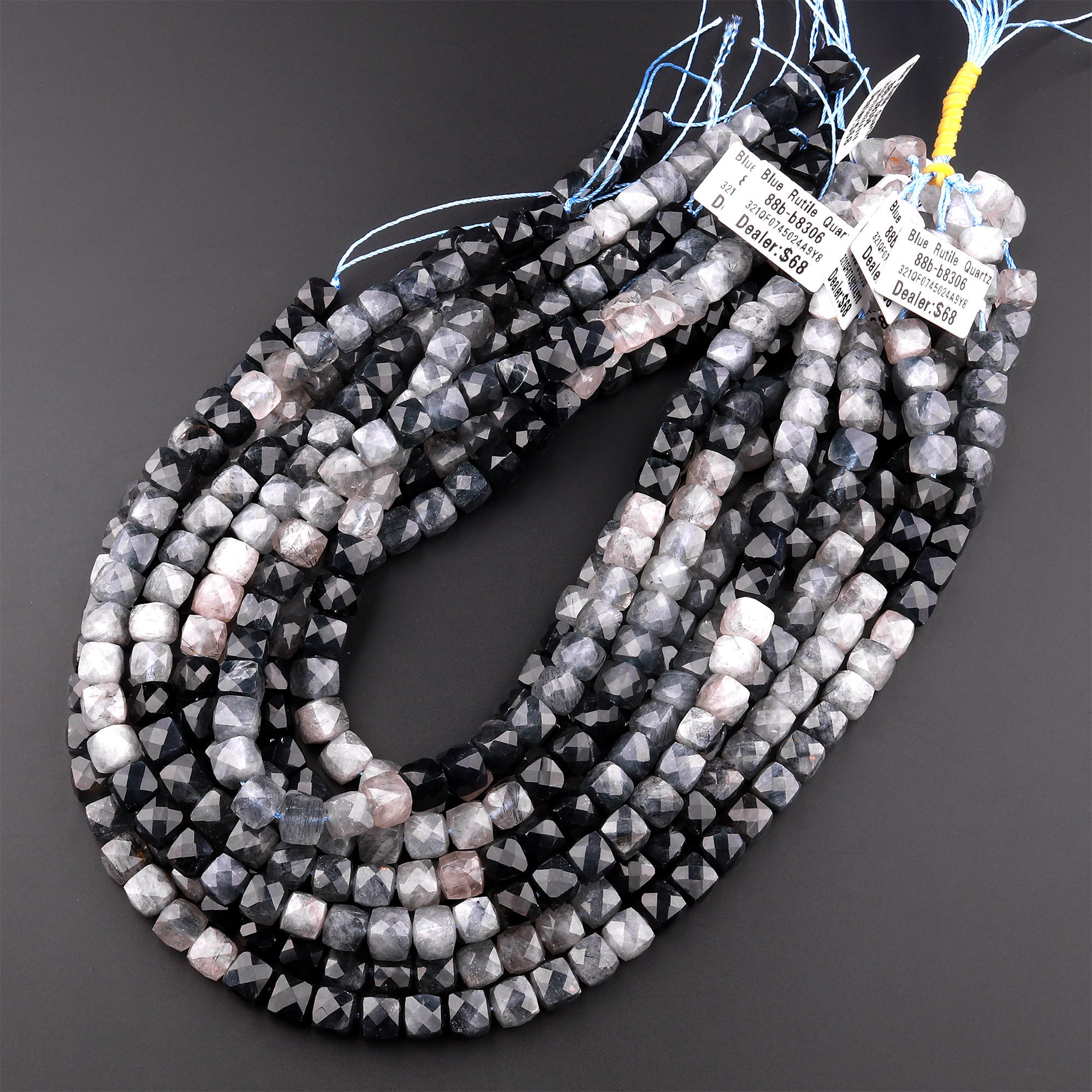 Rare Natural Blue Rutilated Quartz Faceted 8mm Cube Beads From | Etsy