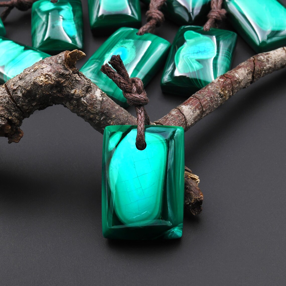 Extremely Rare Natural Blue Chrysocolla Green Malachite Rectangle ...