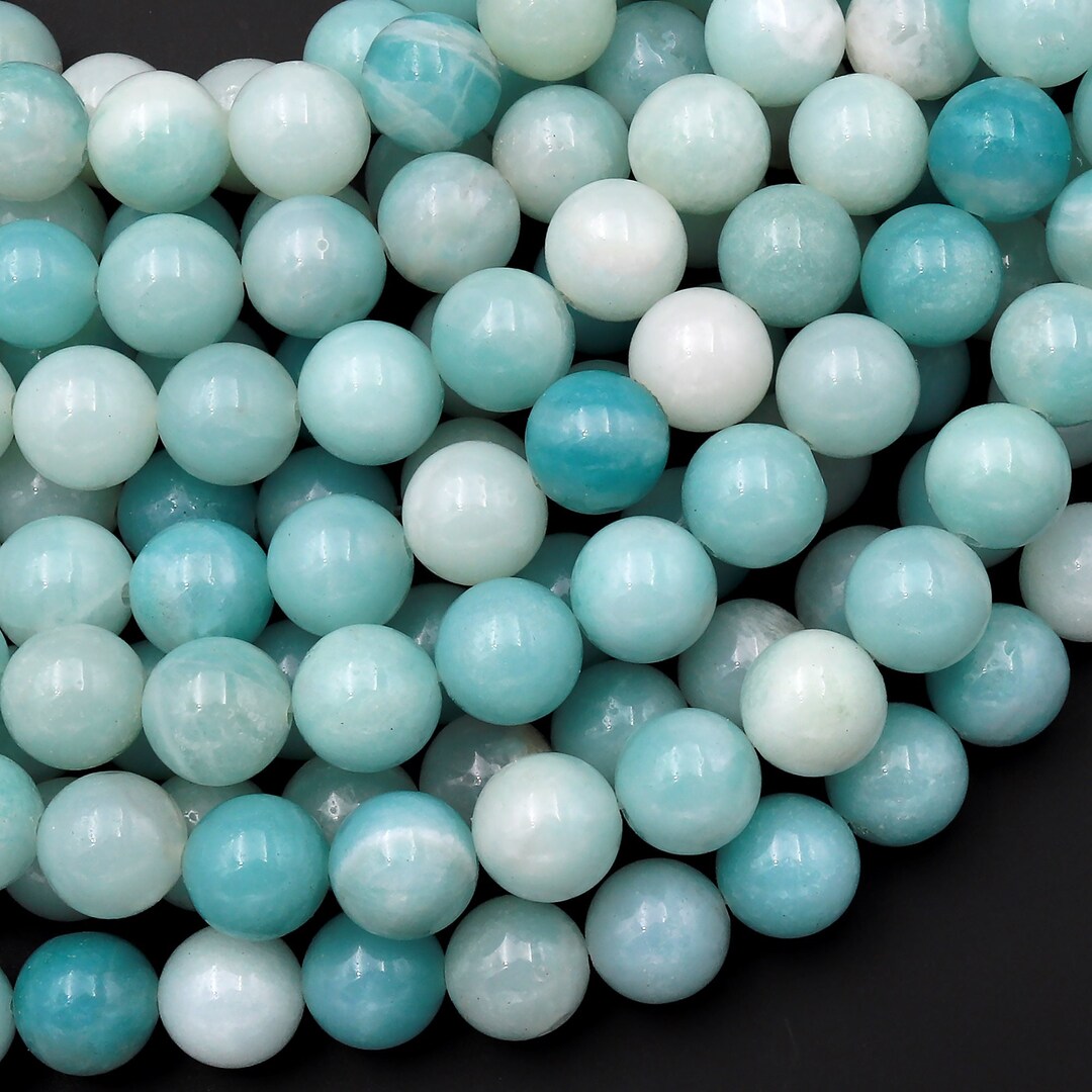 A Grade Natural Brazilian Amazonite 4mm 6mm 8mm Round Beads 15.5 ...
