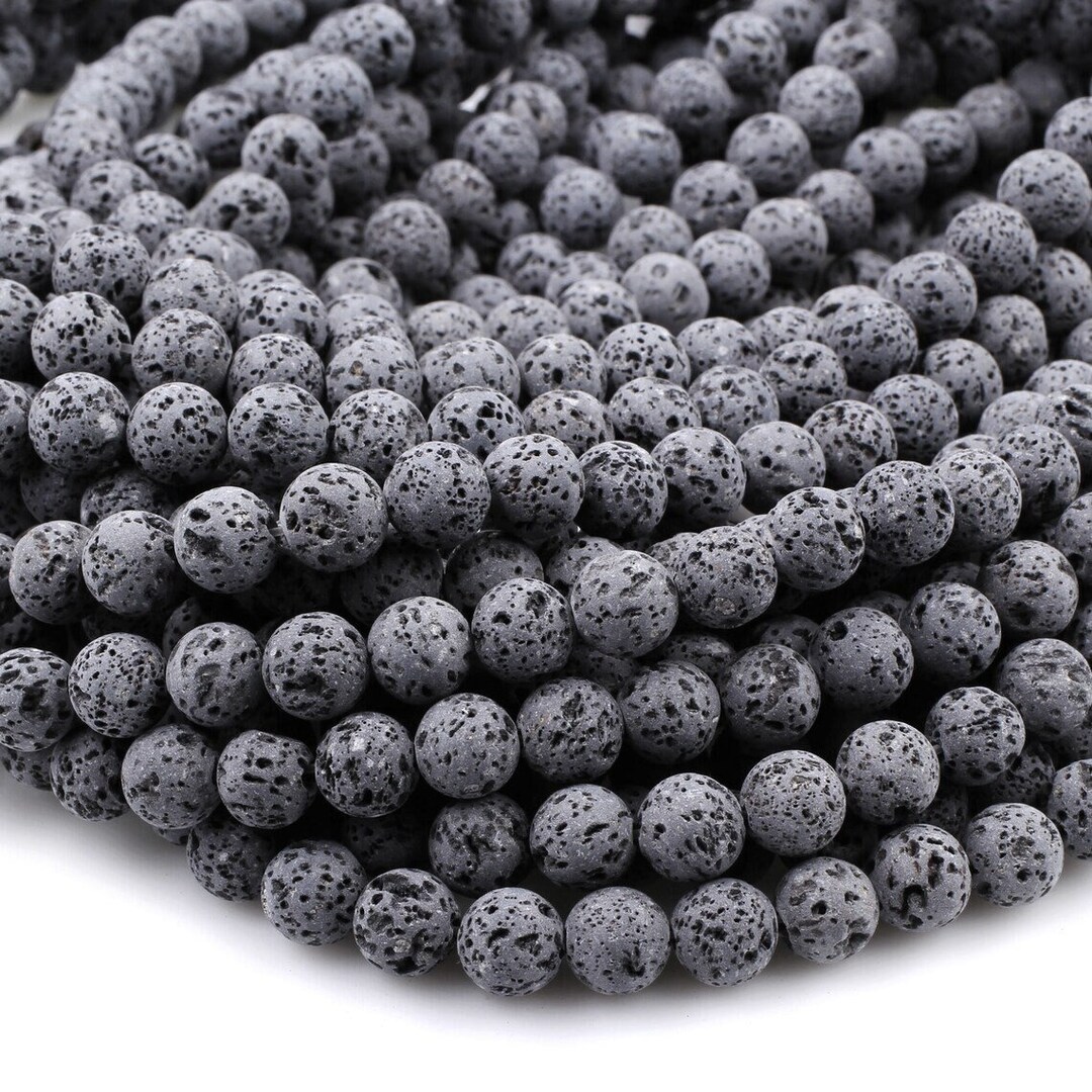Unwaxed A Grade Natural Black Gray Lava Beads 4mm 6mm 8mm 10mm 14mm ...
