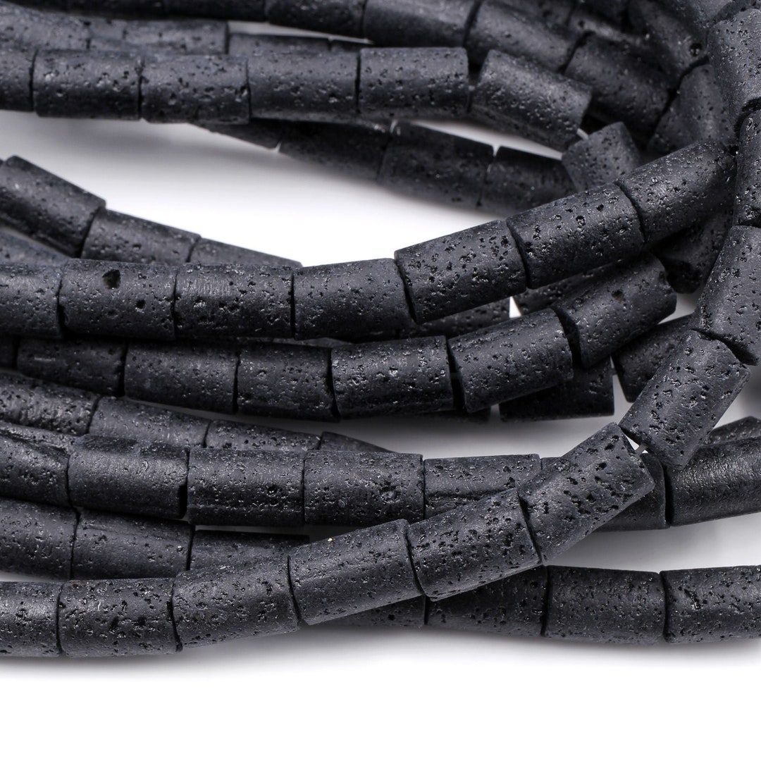 Large Lava Tube Cylinder 13x8mm Beads Raw Rough Porous Natural Black ...