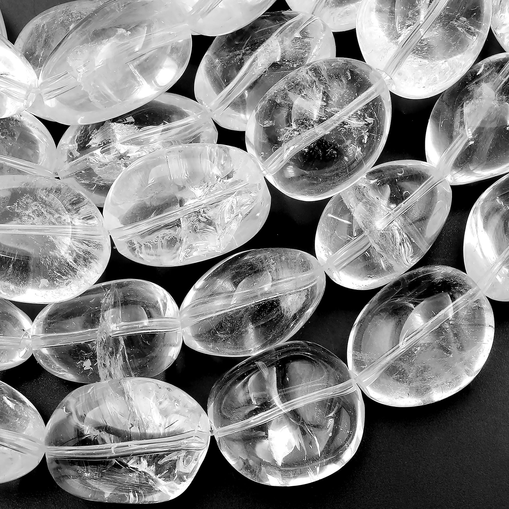 AAA Large Real Natural Rock Crystal Quartz Rounded Nugget Beads 15.5 ...