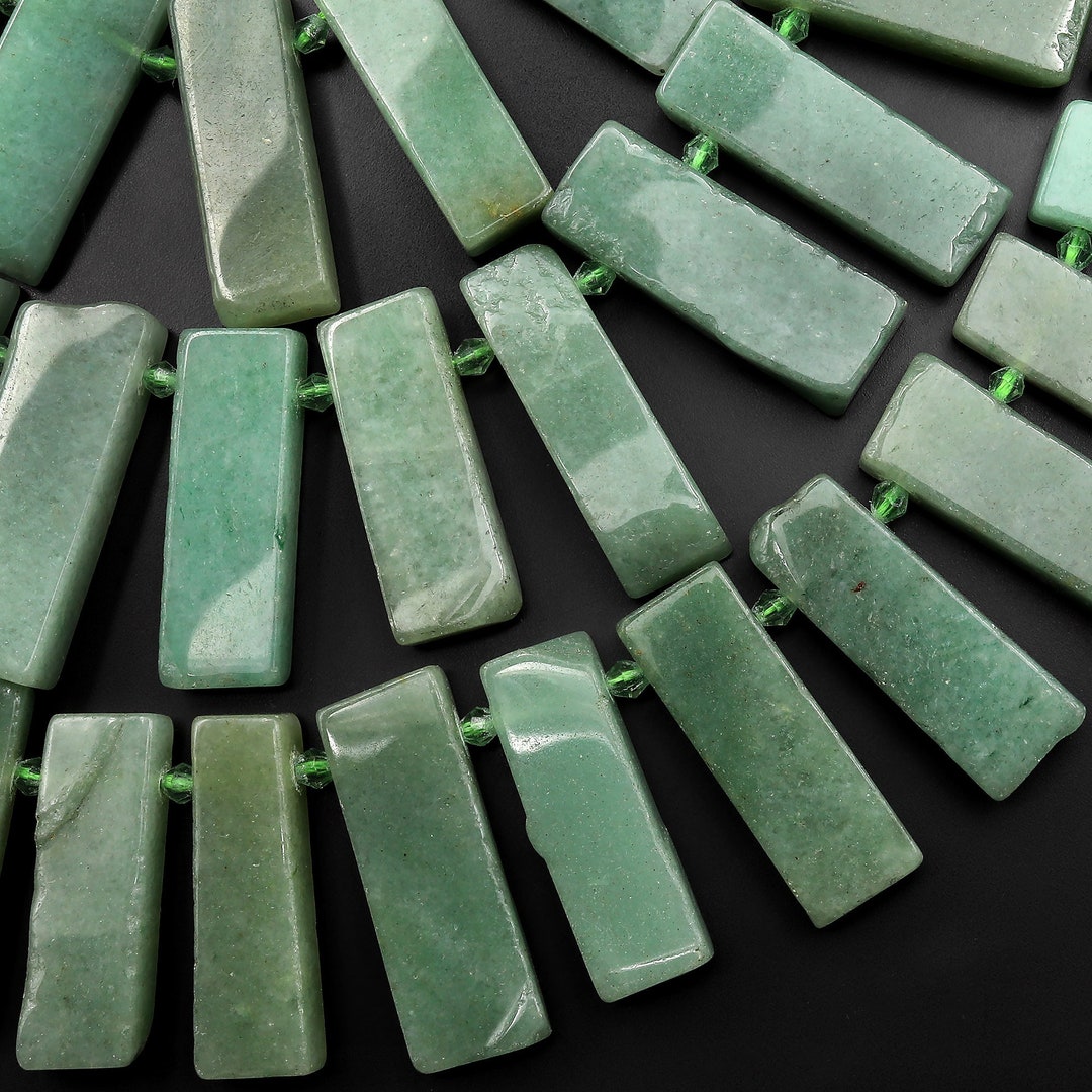 Natural Aventurine Rectangle Beads Spike Stick Slice Focal Pendant ...