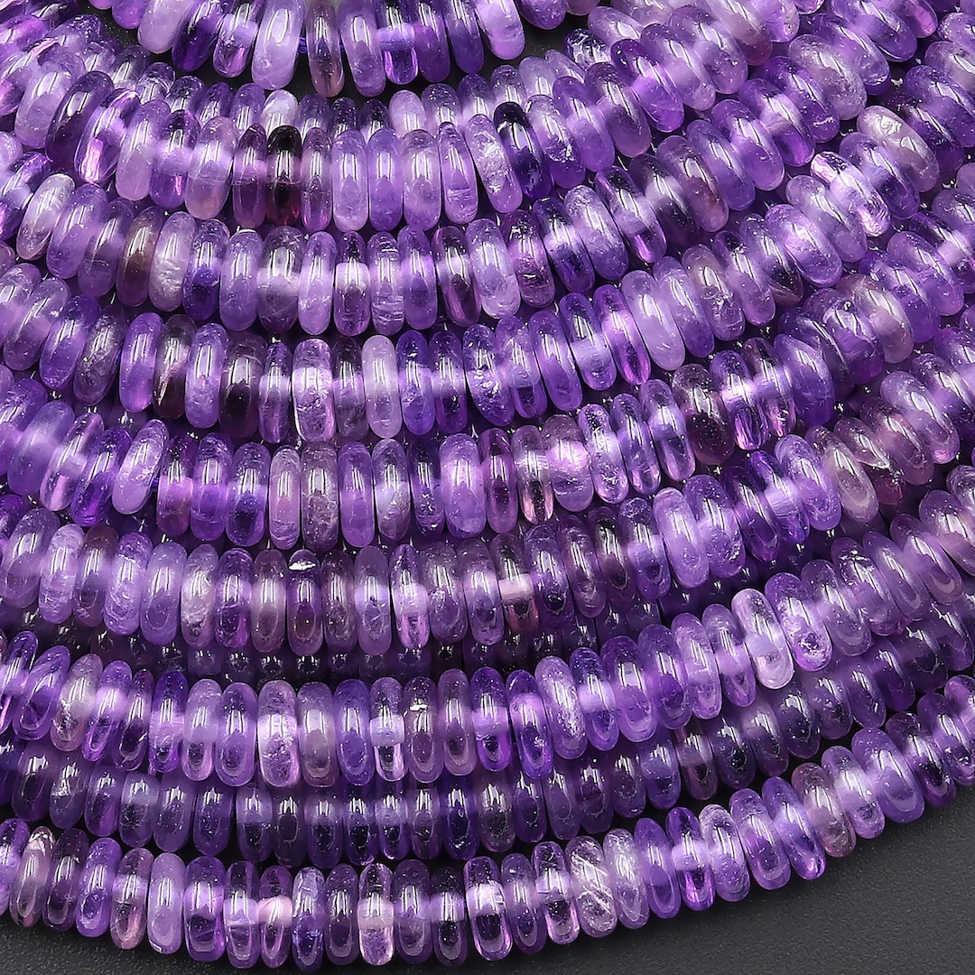 AAA Natural Amethyst 6mm Smooth Heishi Rondelle Beads 15.5" Strand - Etsy