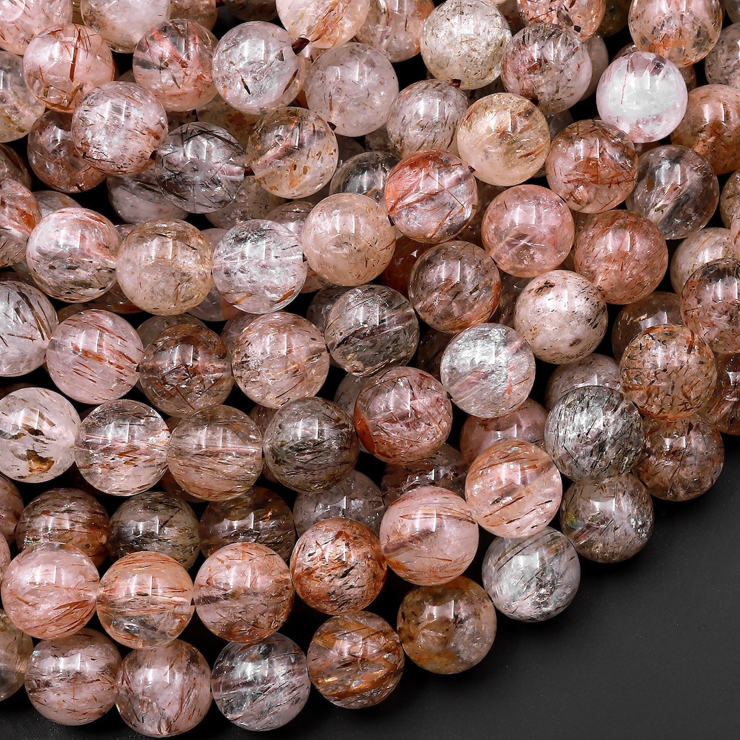 Rare Natural Red Copper Rutile Phantom Quartz Round Beads 6mm 8mm 10mm ...