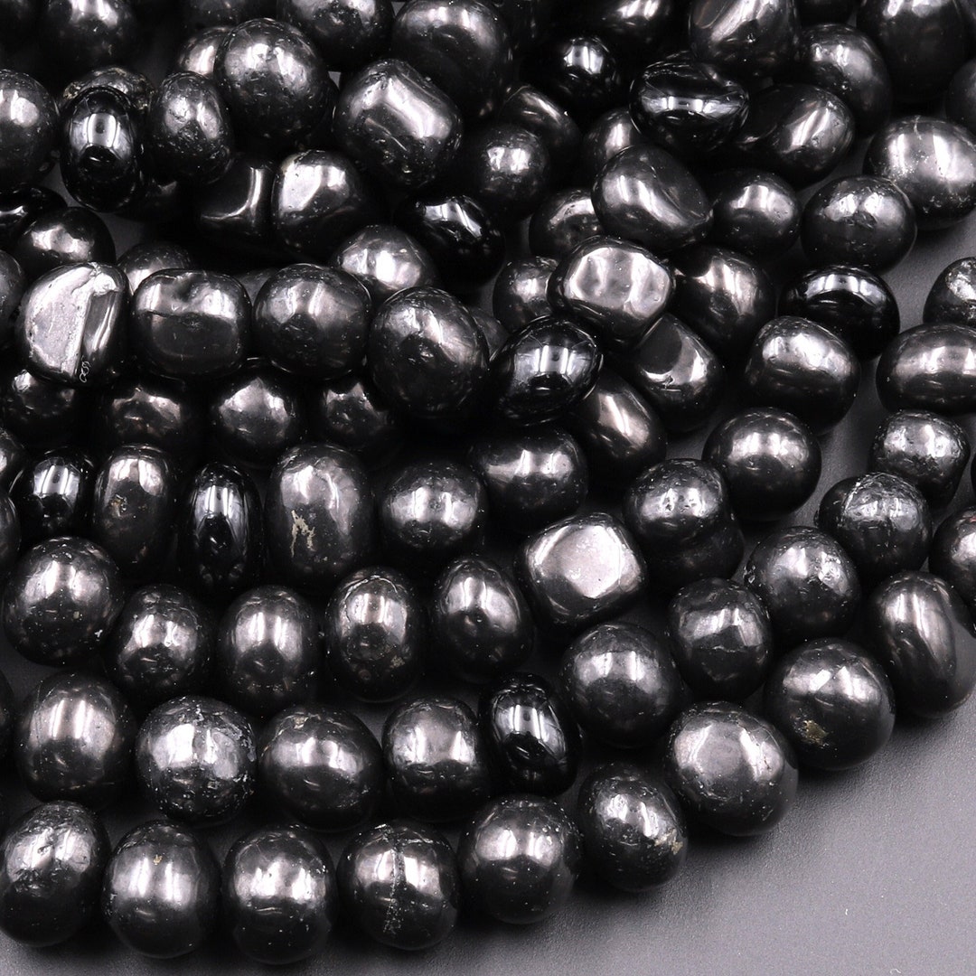 Genuine Natural Shungite Freeform Pebble Nugget Beads 6mm 8mm High ...