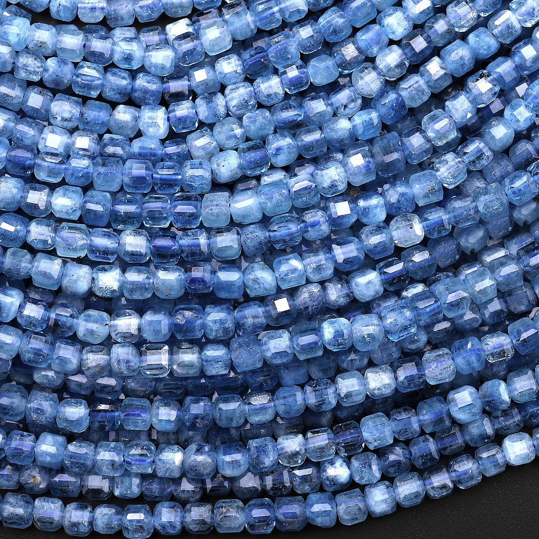 AAA Translucent Natural Santa Maria Blue Aquamarine Faceted 3mm Cube ...