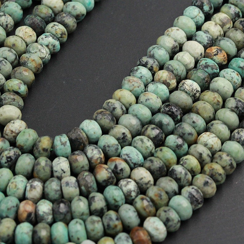 Natural African Turquoise 6mm 8mm 10mm 12mm Faceted Rondelle Beads 15.5 ...