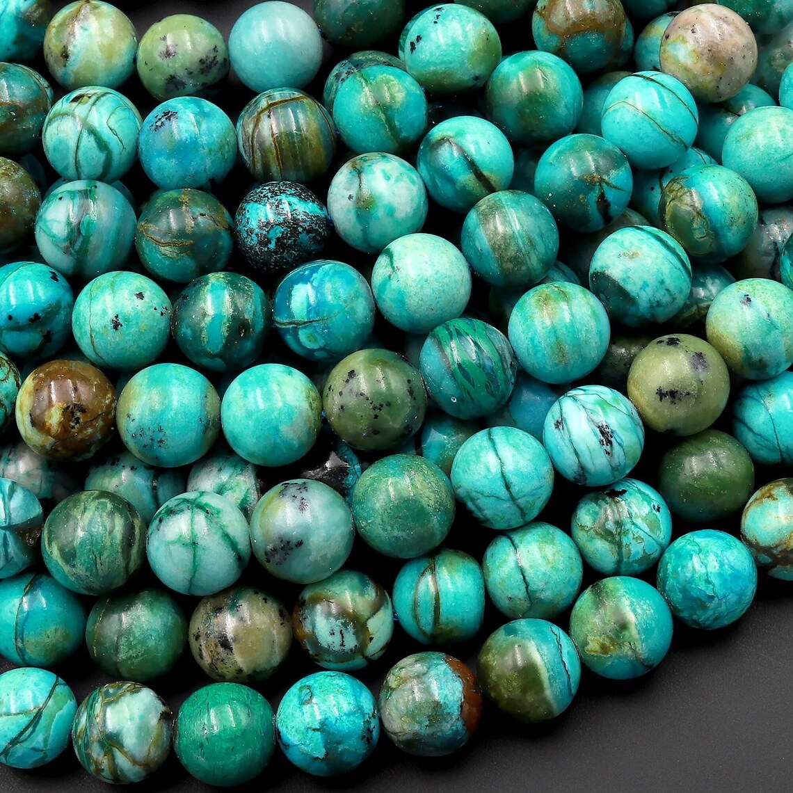 Natural Chrysocolla Beads 5mm 6mm 8mm 9mm 10mm 12mm 14mm Round Real ...