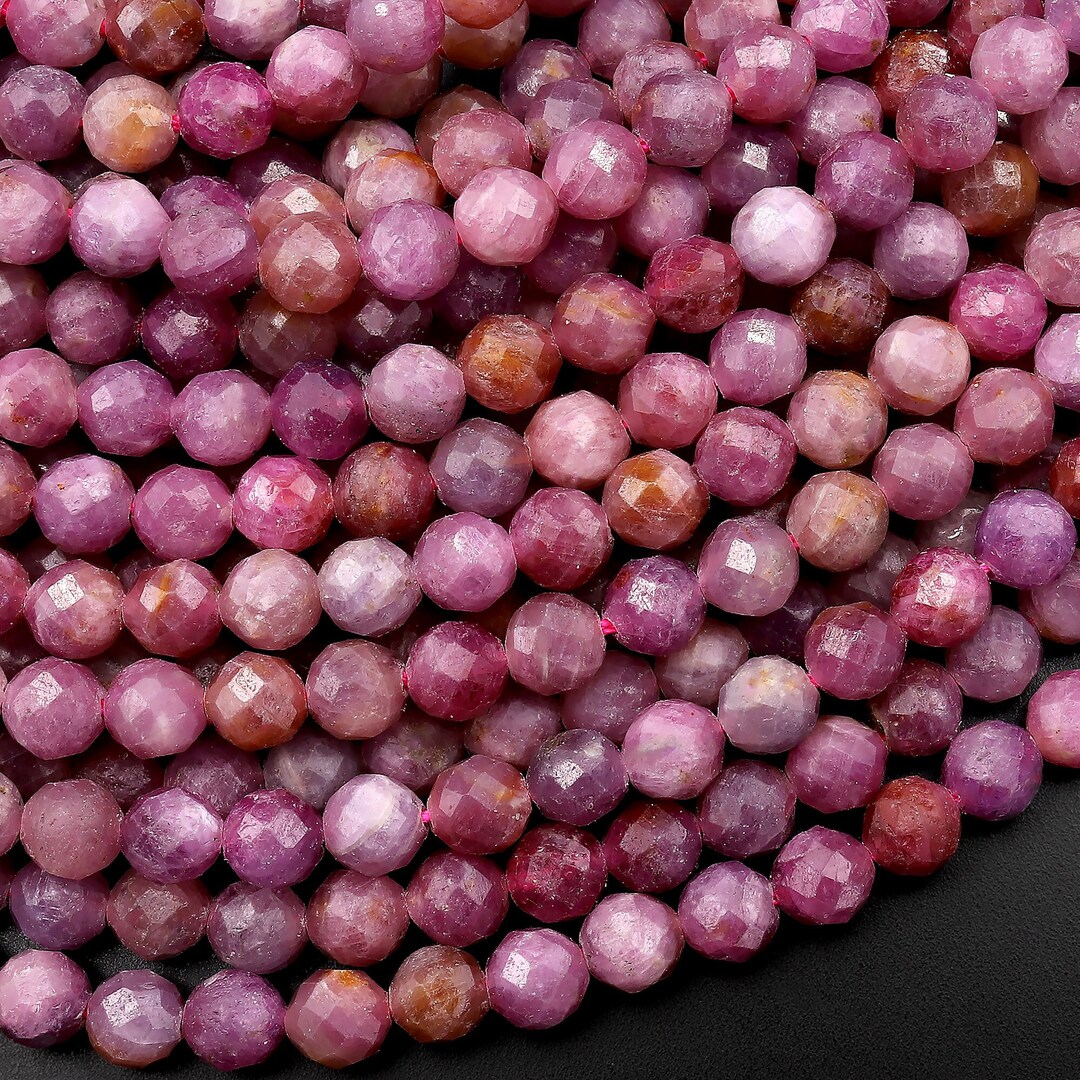 Real Genuine Natural Ruby Gemstone Faceted 6mm Round Beads Laser ...
